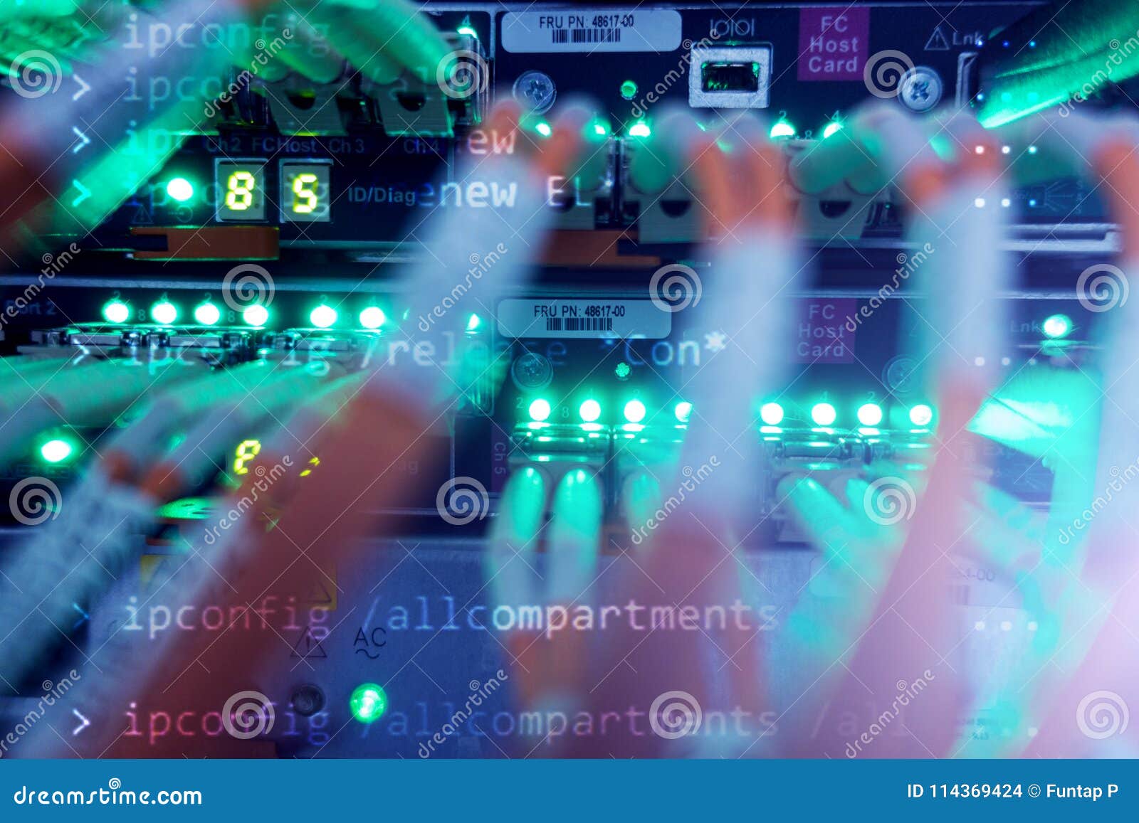 Racks Optical Fiber. Fiber Optic Equipment in a Data Center Stock Photo ...