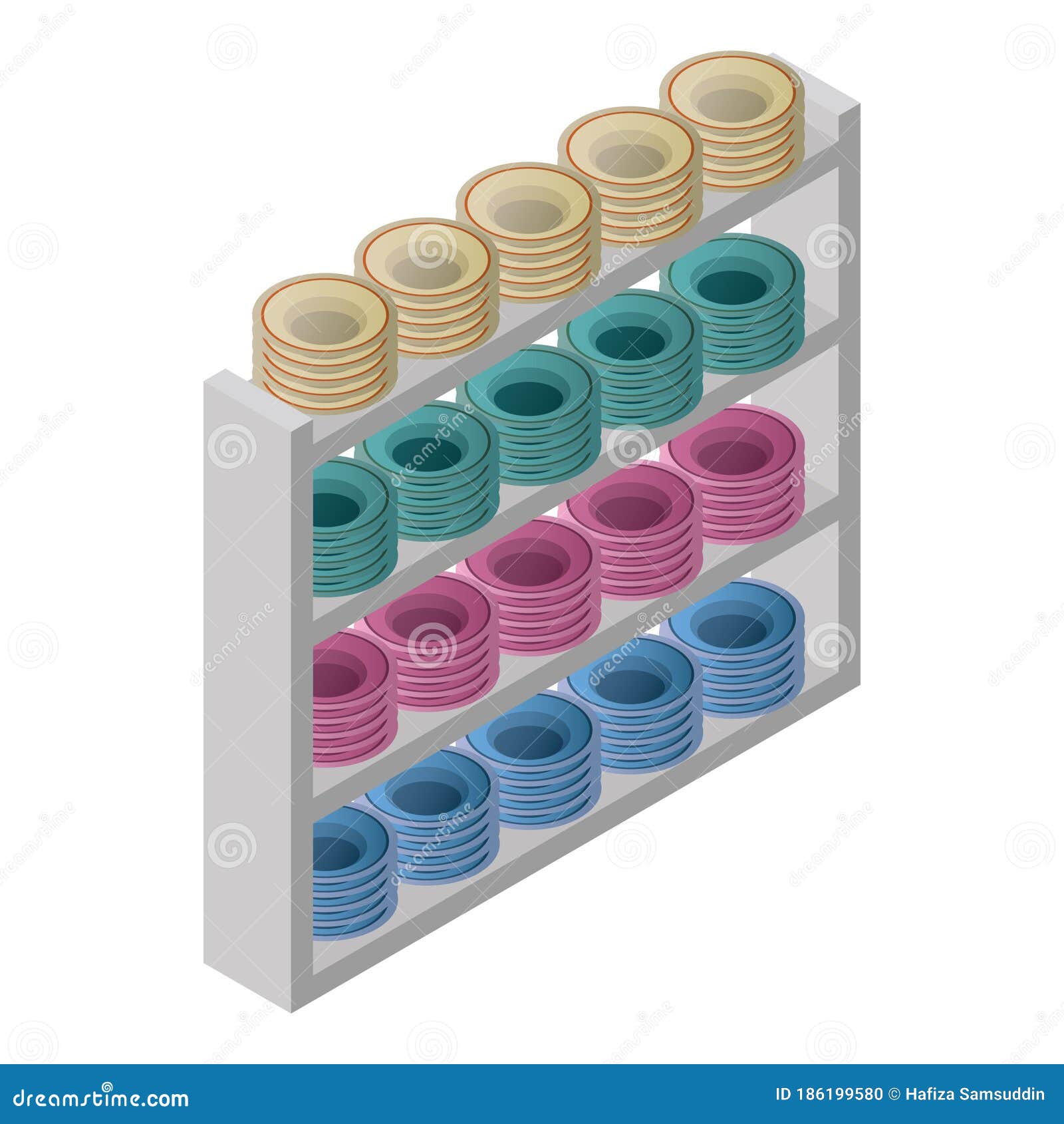 Racks with Plates. Vector Illustration Decorative Design Stock Vector ...