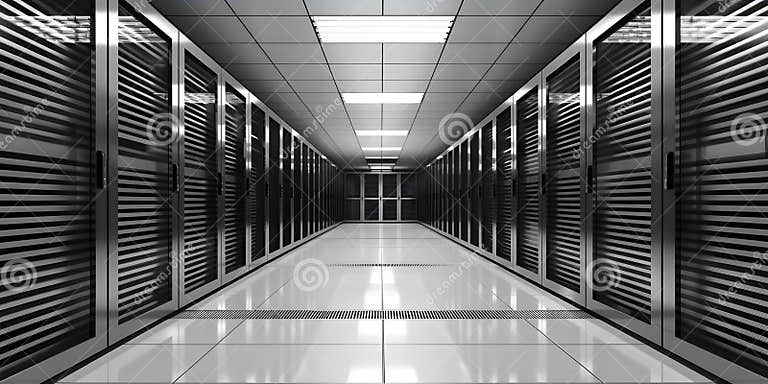Racks of Servers Lining a Data Center Room. Concept Data Center ...