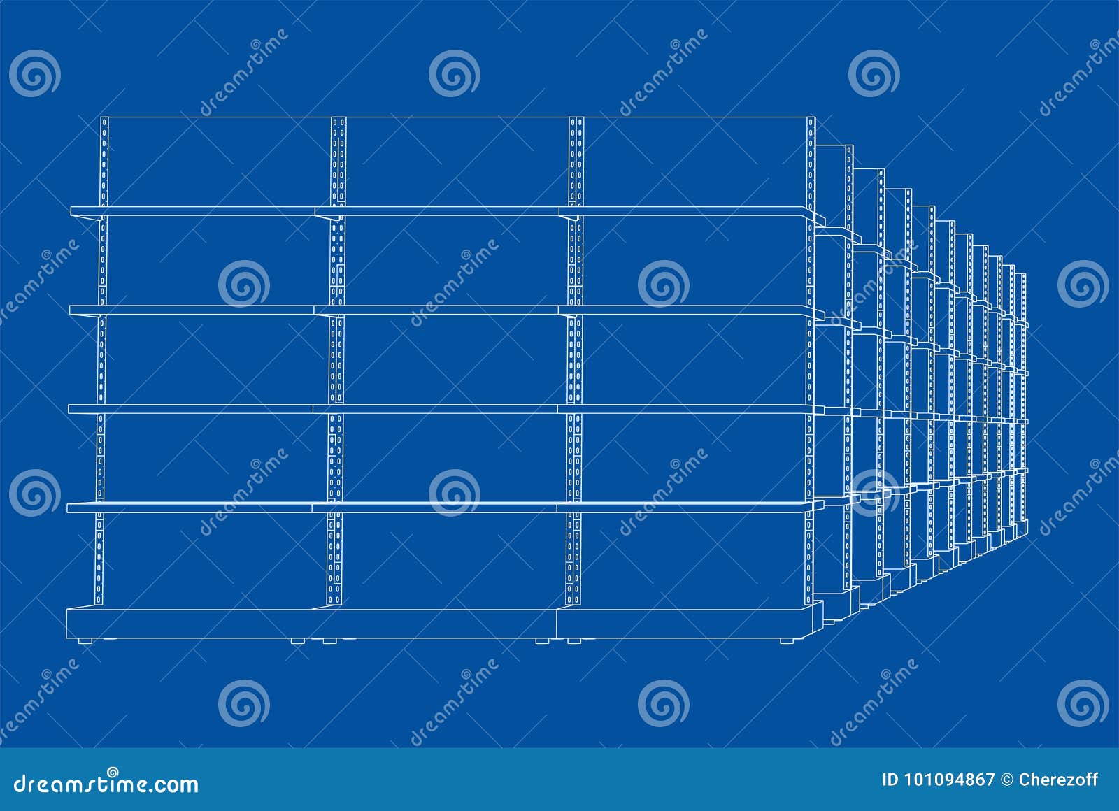 Racks with Shelves Sketch. Vector Stock Vector - Illustration of ...