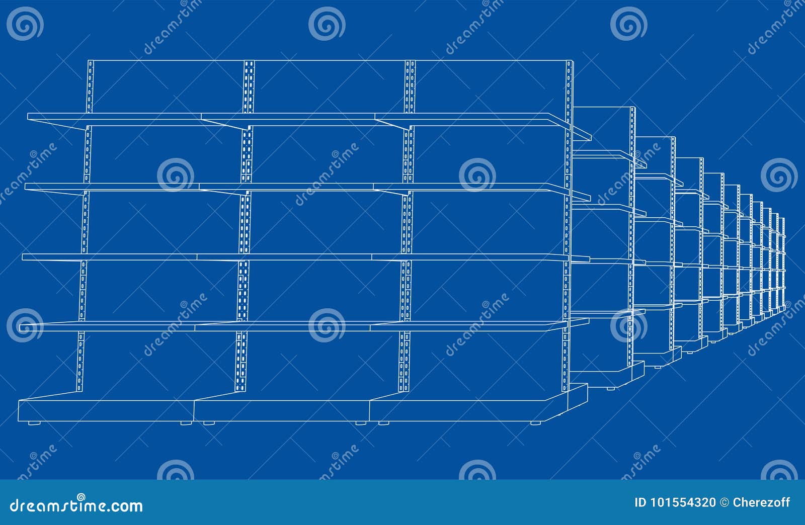Racks with Shelves Sketch. Vector Stock Vector - Illustration of wall ...