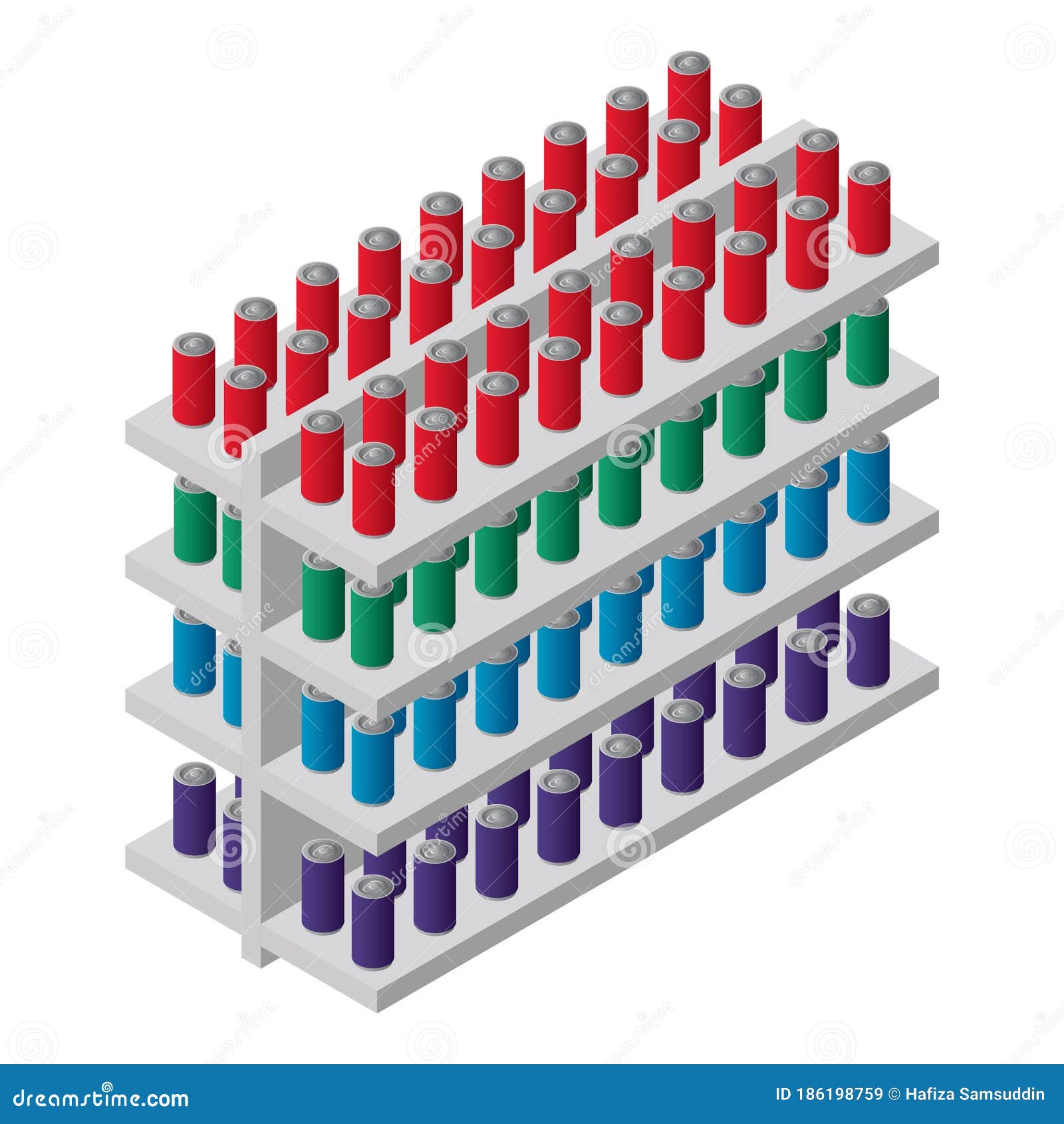 Racks with Tin Cans. Vector Illustration Decorative Design Stock Vector ...