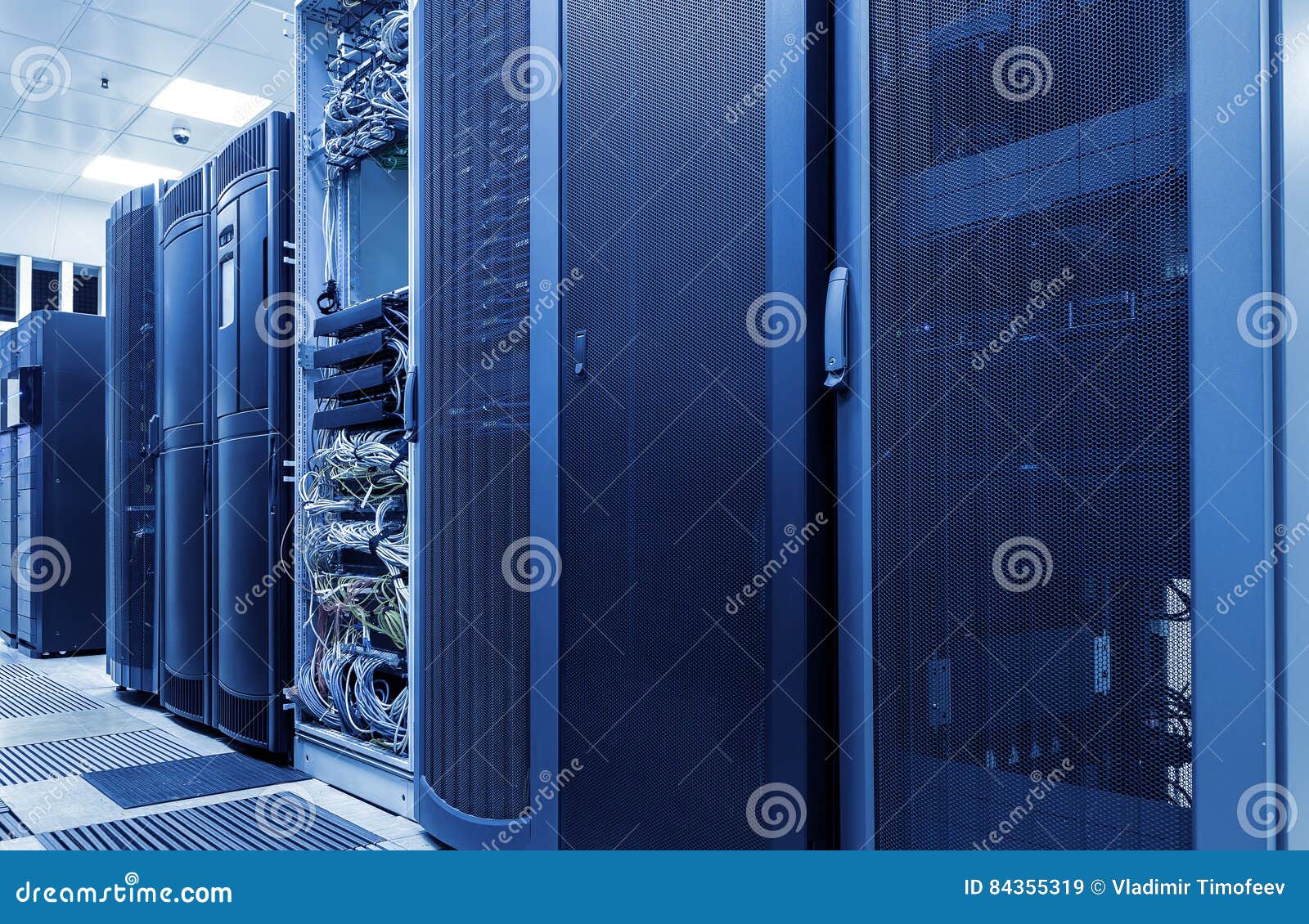 Rackserver Hardware with an Open Door in Data Center Stock Image ...