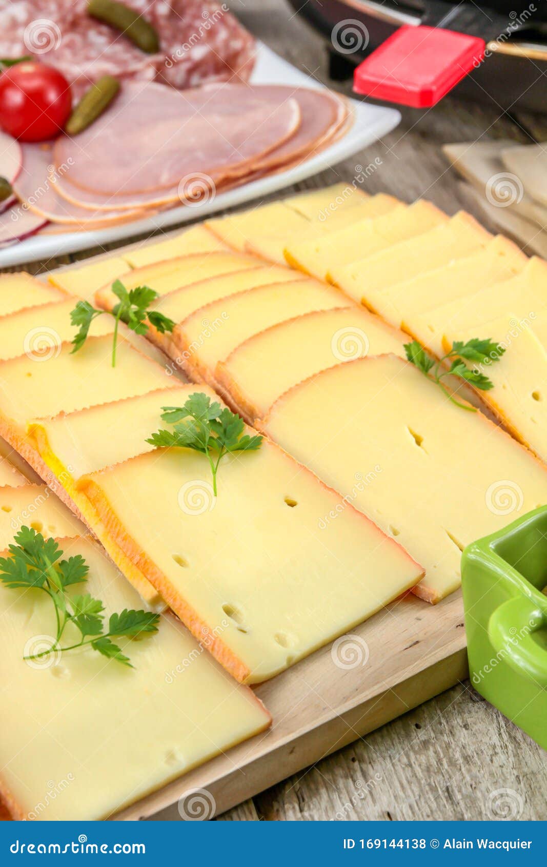 Raclette Cheese and Cold Meats Stock Photo - Image of cutting, food ...