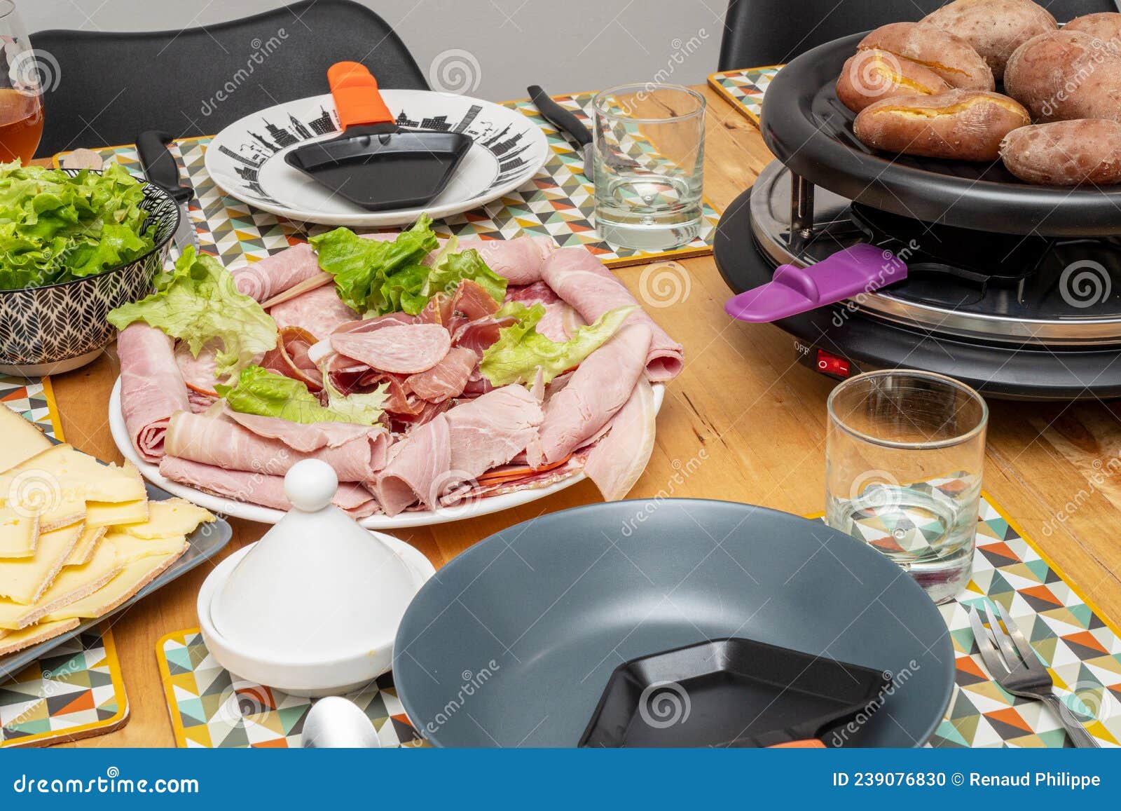Raclette Cheese and Meat, French Tradition Stock Photo - Image of food ...