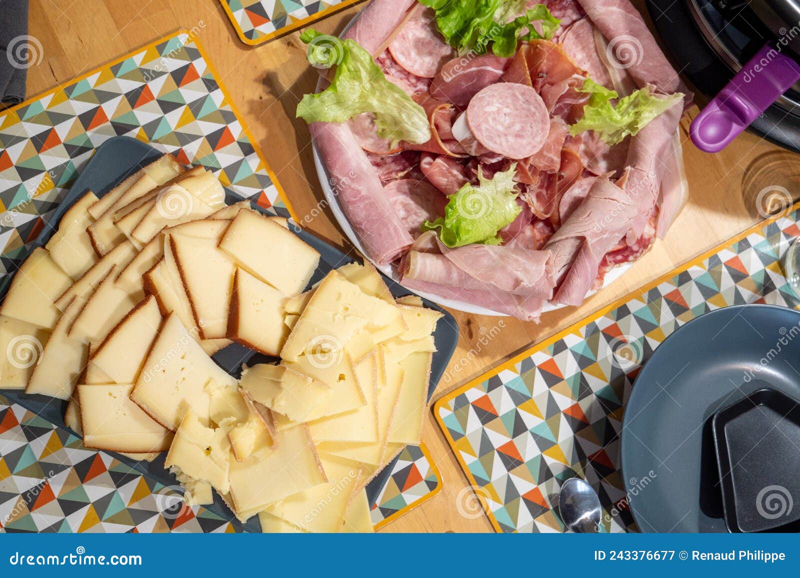 Raclette Cheese and Meat, French Tradition Stock Image - Image of ...