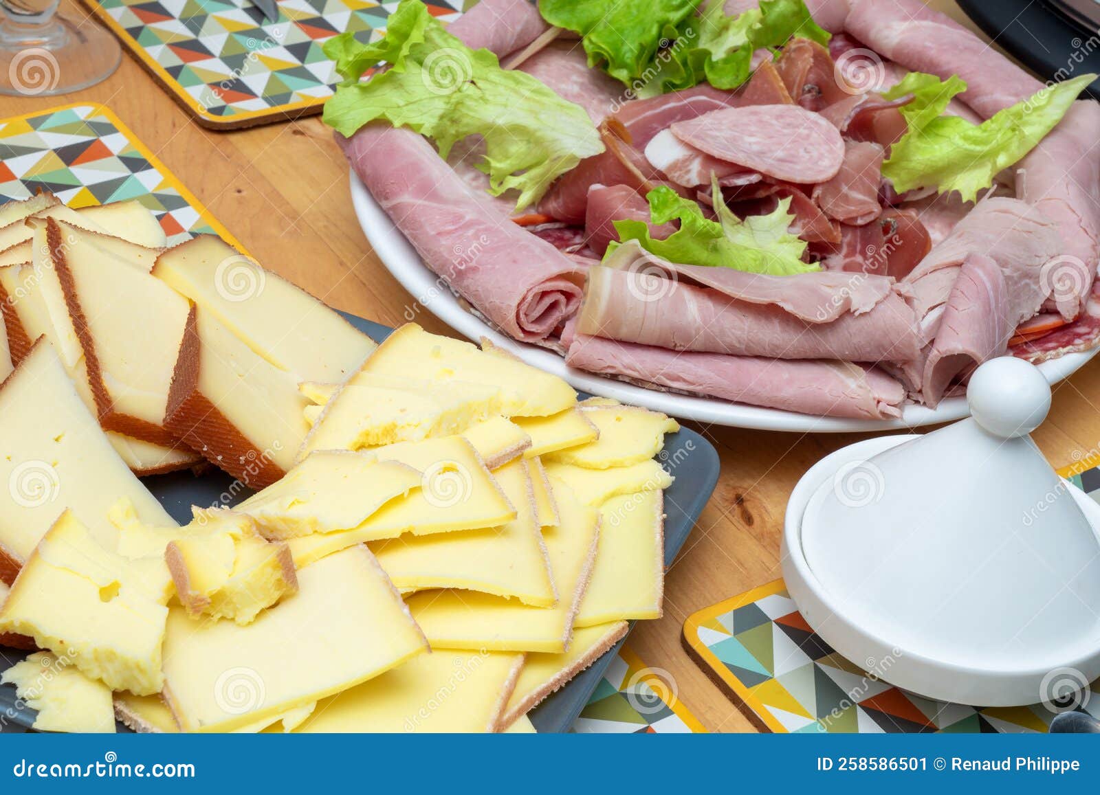 Raclette Cheese and Meat, French Tradition Stock Image - Image of ...