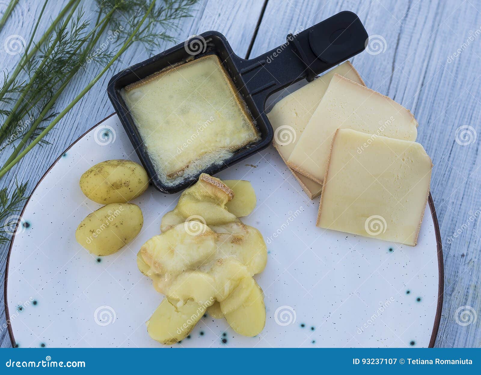 Raclette Cheese with Potato Stock Image - Image of switzerland, slices ...