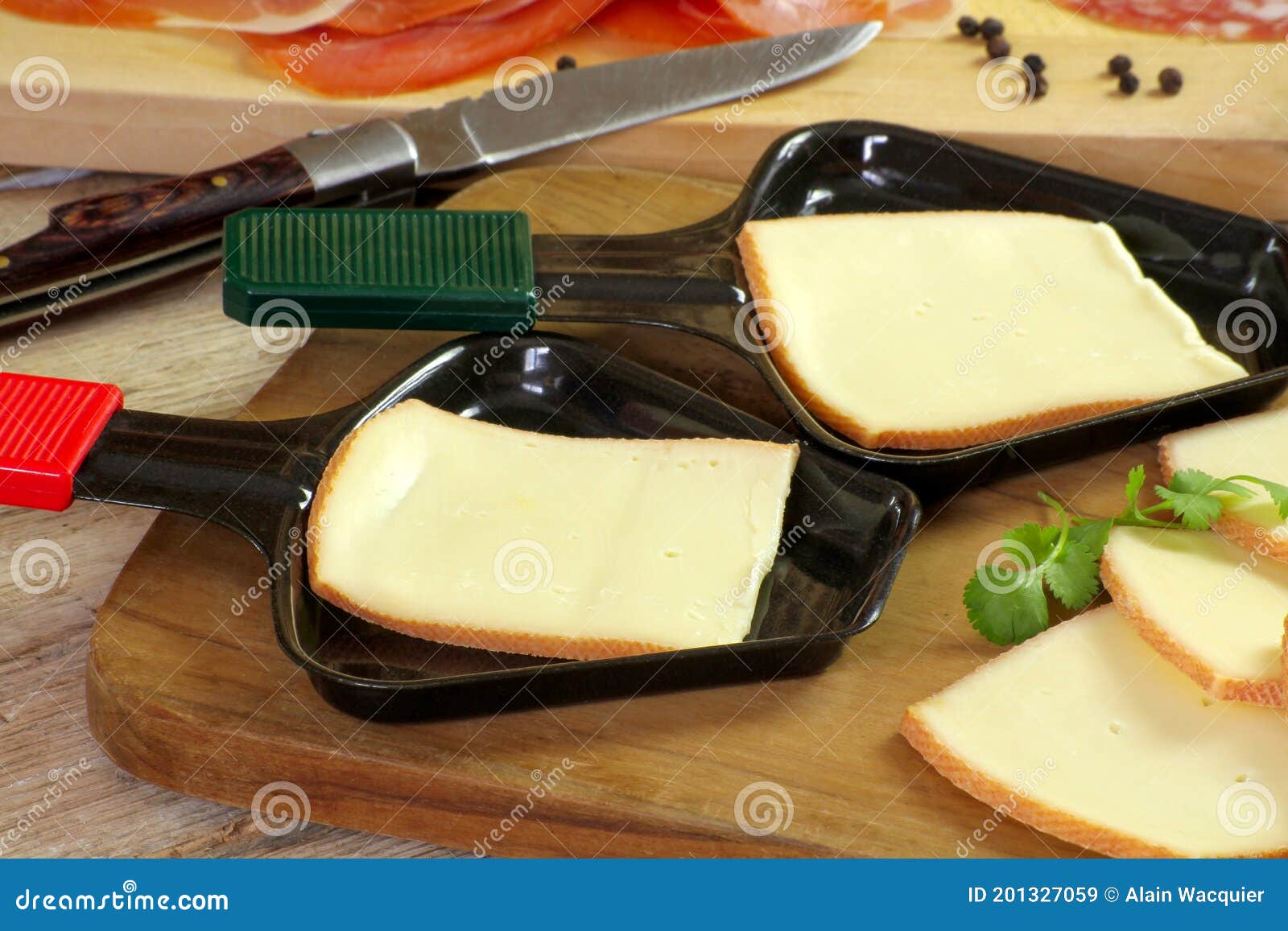 Raclette Cheese Slices and Cold Cuts Stock Image - Image of food ...
