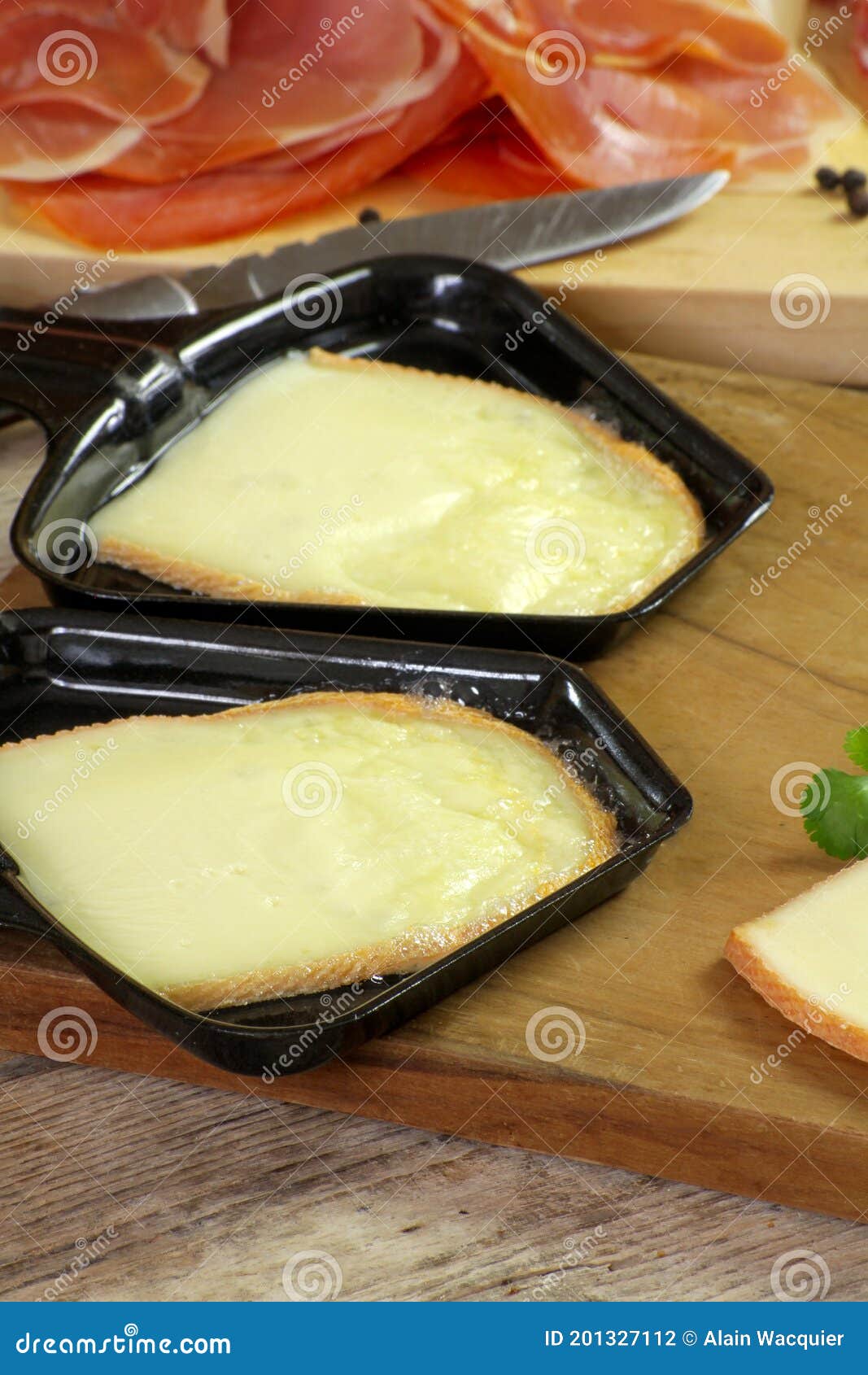 Raclette Cheese Slices and Cold Cuts Stock Photo - Image of cold, cuts ...