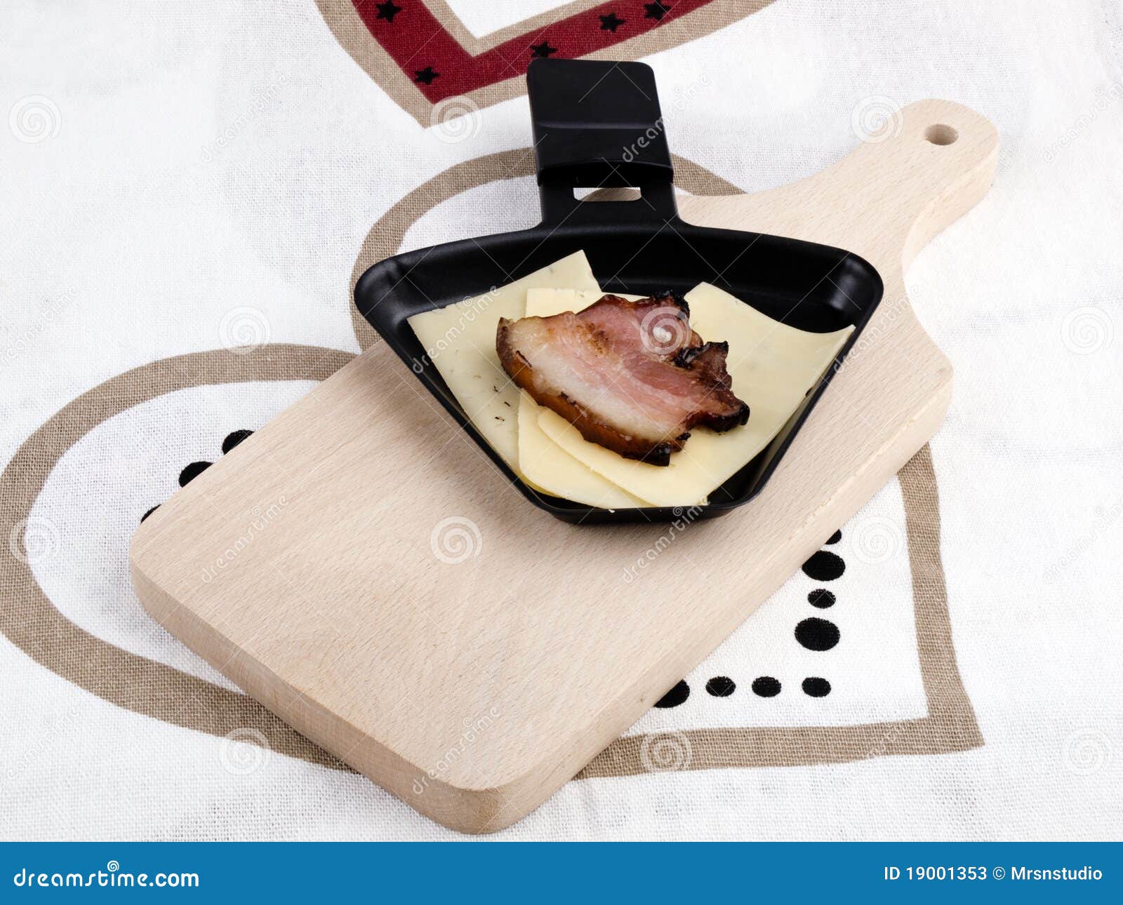 Raclette Pan with Cheese and Bacon - Party Food Stock Image - Image of ...