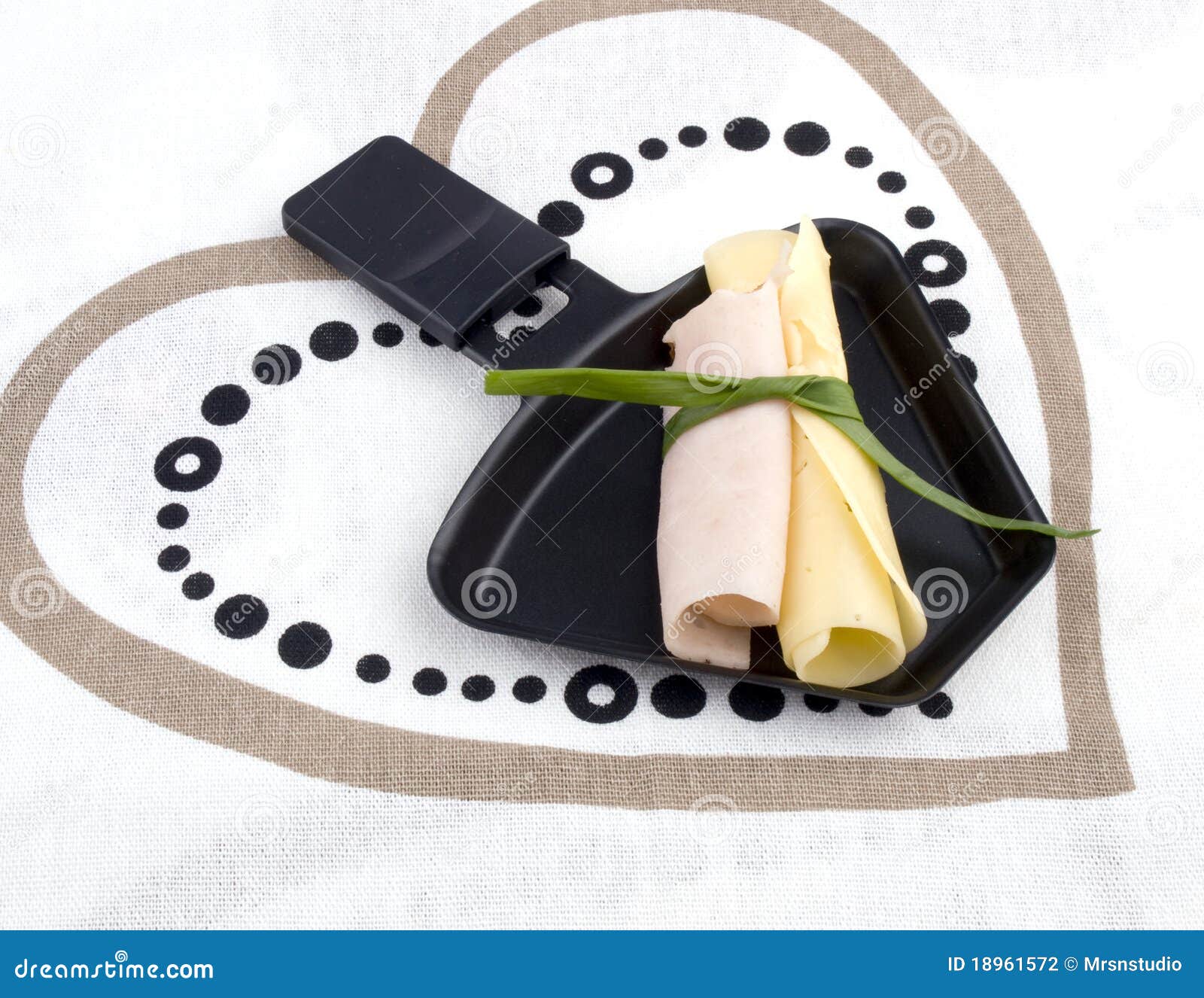 Raclette Pan with Cheese and Ham Stock Photo - Image of fondue, white ...