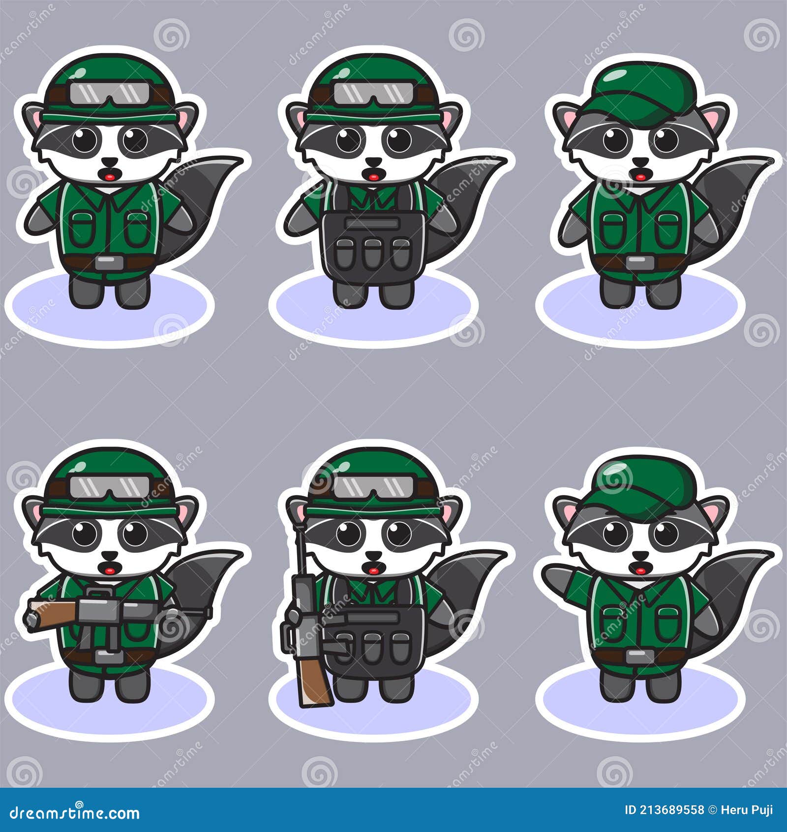 Vector Illustration of Cute Raccoon Soldier Cartoon. Stock Vector ...