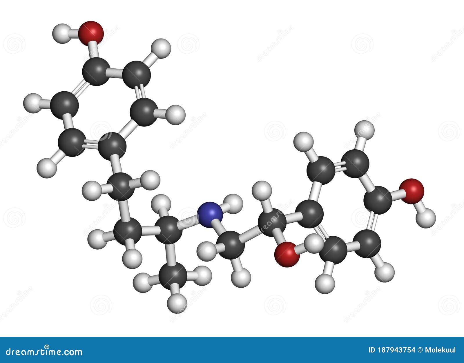 Ractopamine Feed Additive Molecule. 3D Rendering. Atoms Are Represented ...