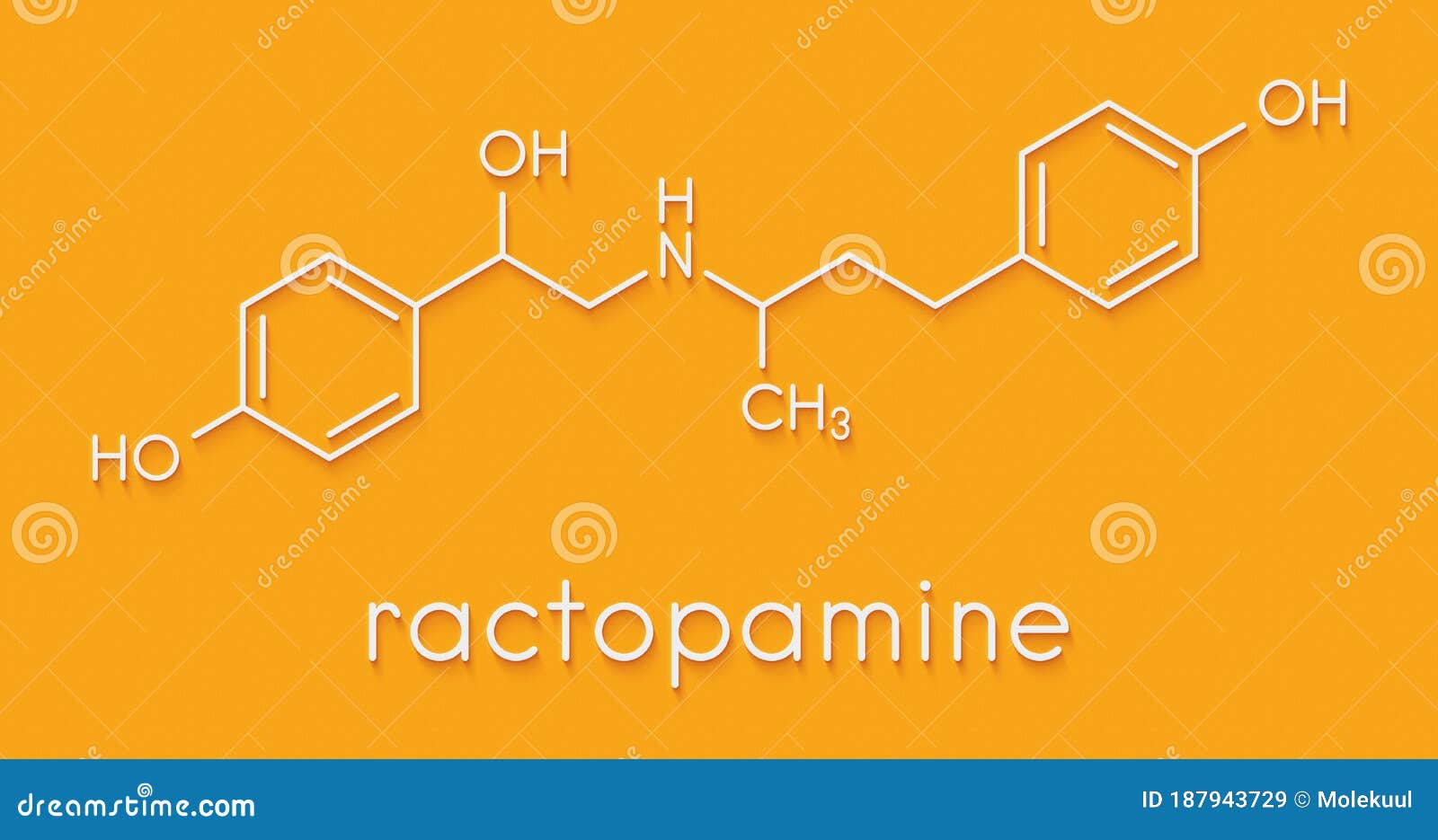 Ractopamine Feed Additive Molecule. 3D Rendering. Atoms Are Represented ...