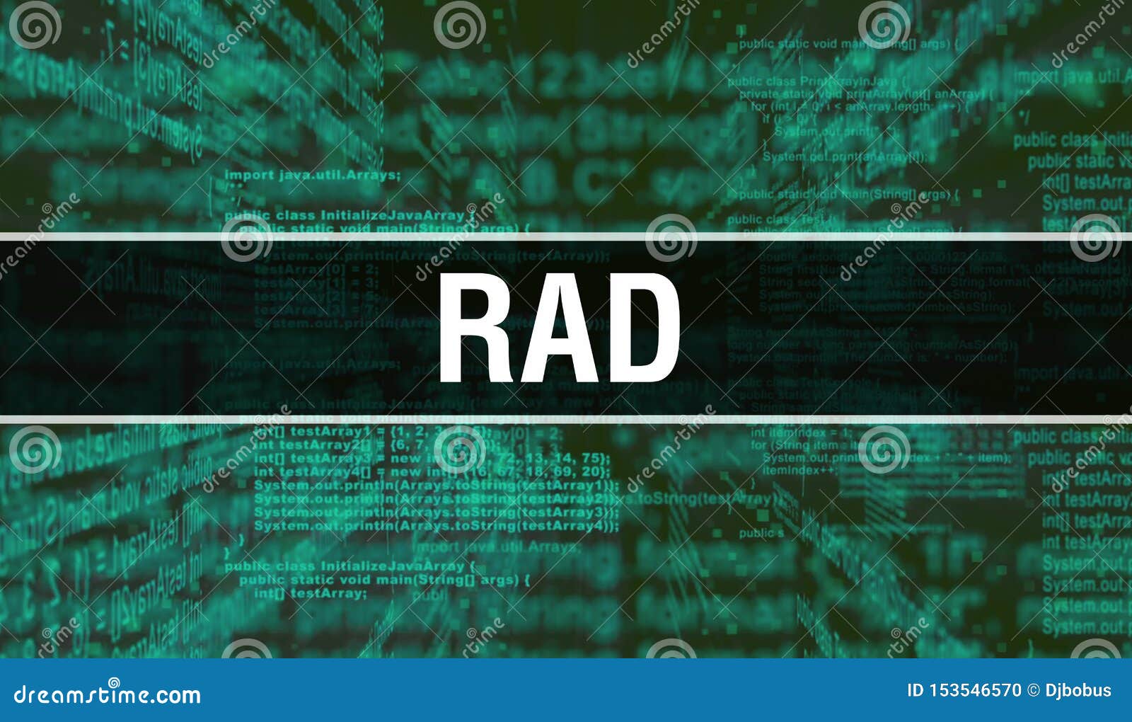 Rad With Digital Java Code Text Rad And Computer Software Coding Vector Concept Stock