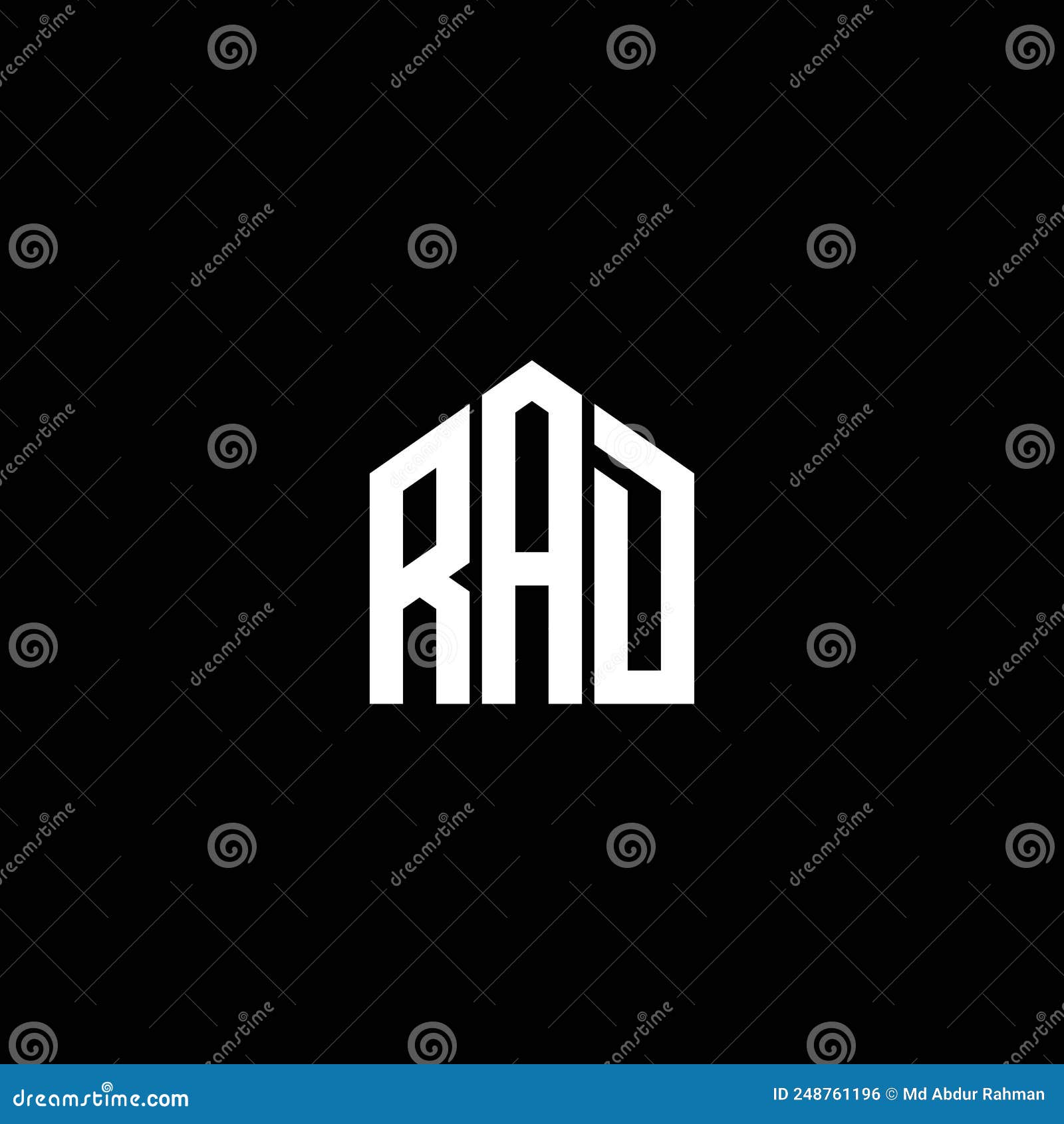 RAD Letter Logo Design On BLACK Background. RAD Creative Initials ...