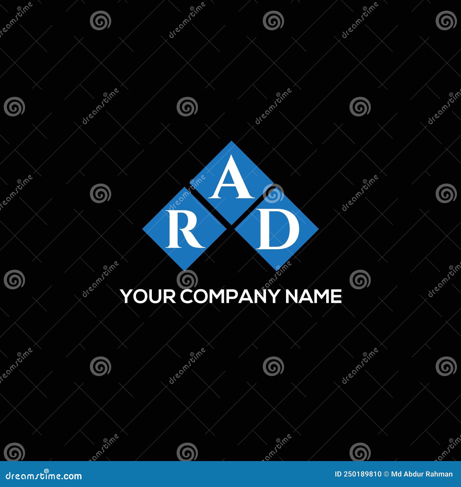 RAD Letter Logo Design on BLACK Background. RAD Creative Initials ...