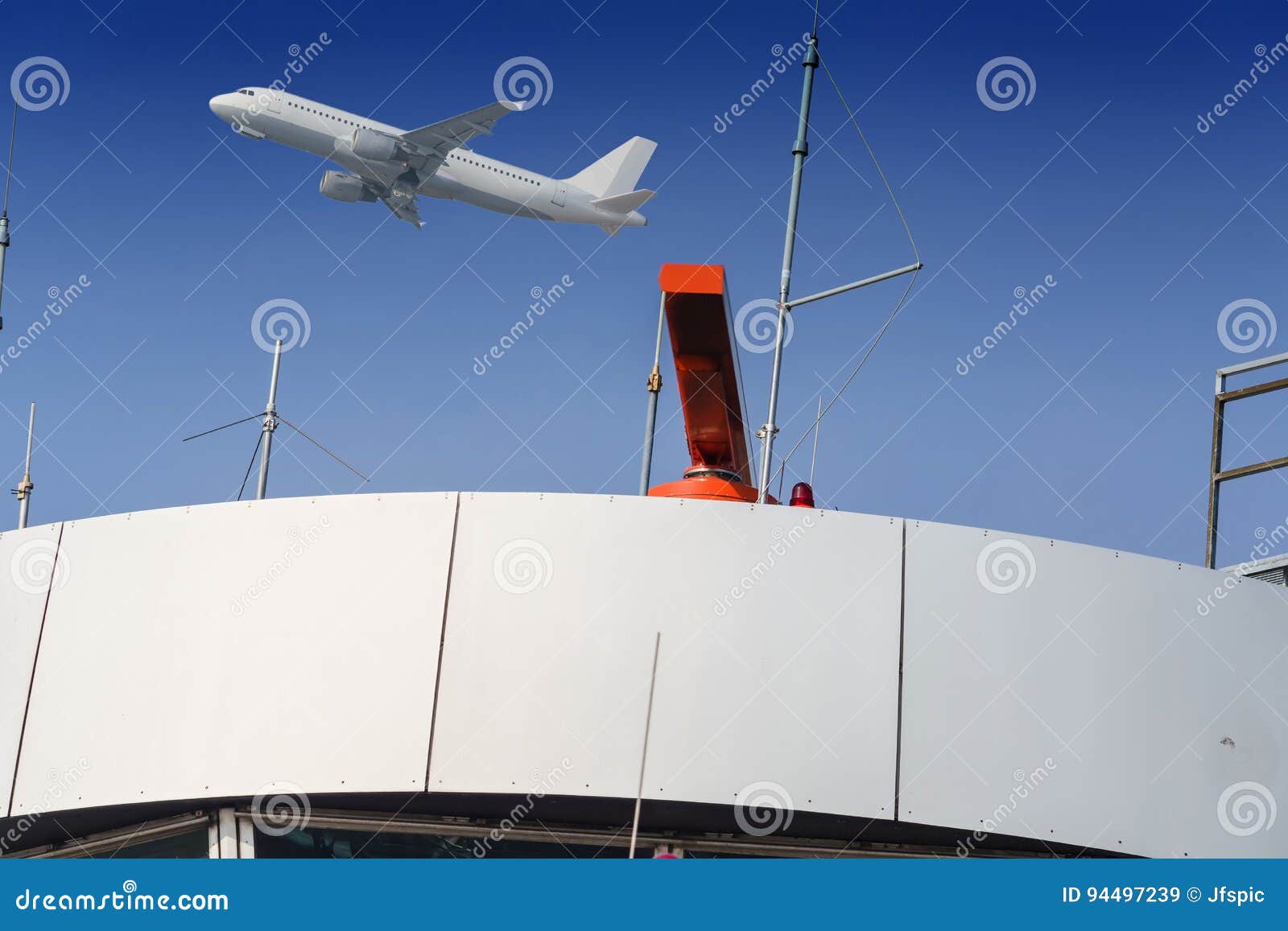 Radar at the Airport and Blue Sky Stock Image - Image of flight ...