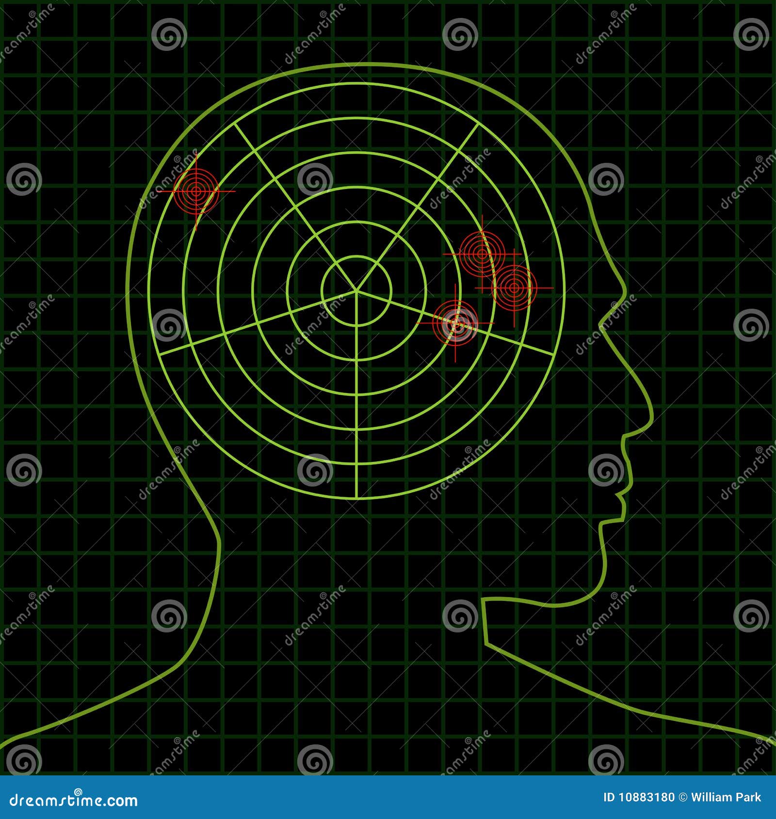 Radar Brain stock vector. Illustration of adult, pain - 10883180