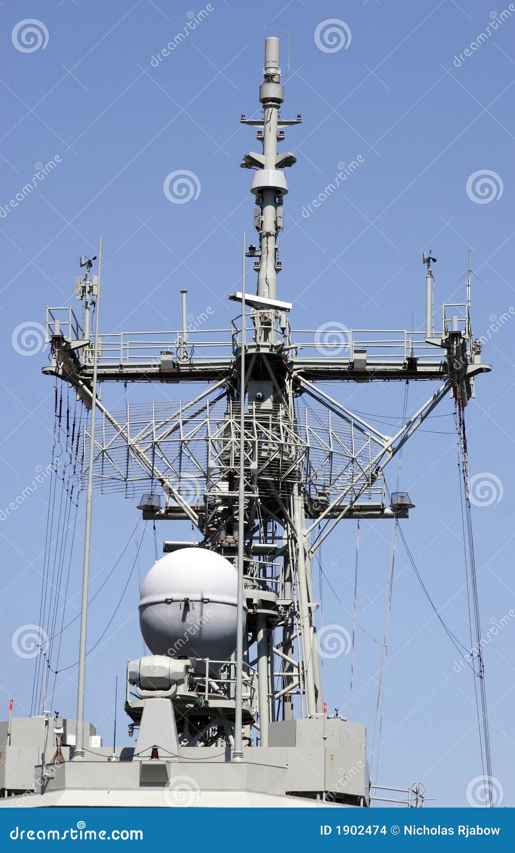 Radar and Comms stock photo. Image of wires, ship, superstructure - 1902474