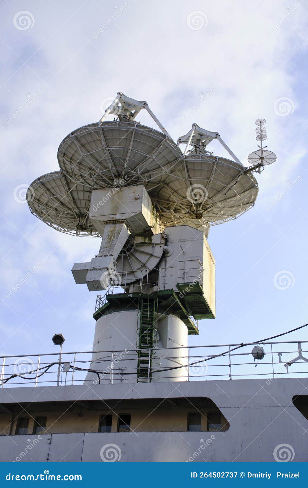 Radar Dishes are Located Deck Ship. Stock Image - Image of ocean, boat ...