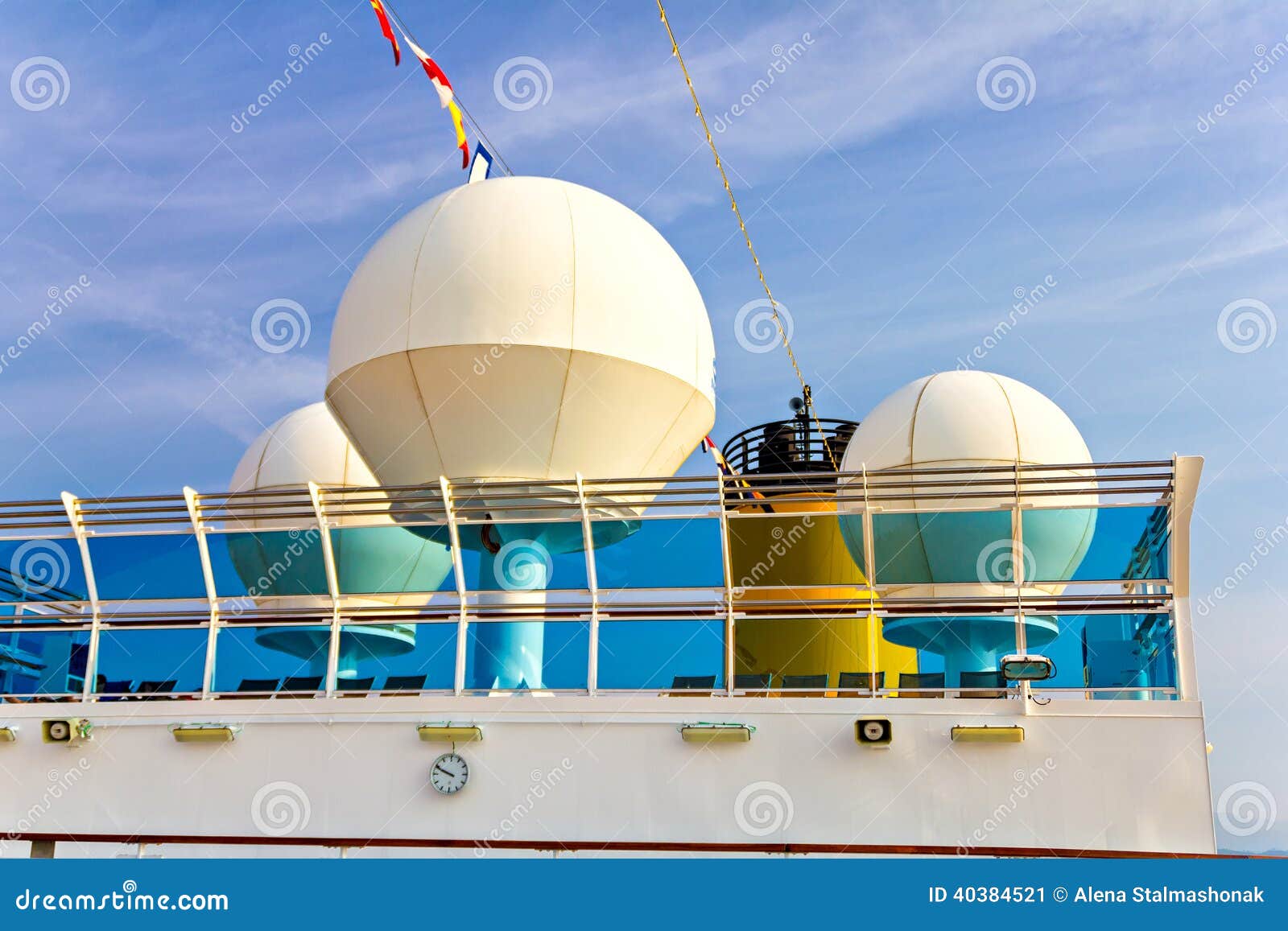 Radar dome on cruise ship stock image. Image of deck - 40384521
