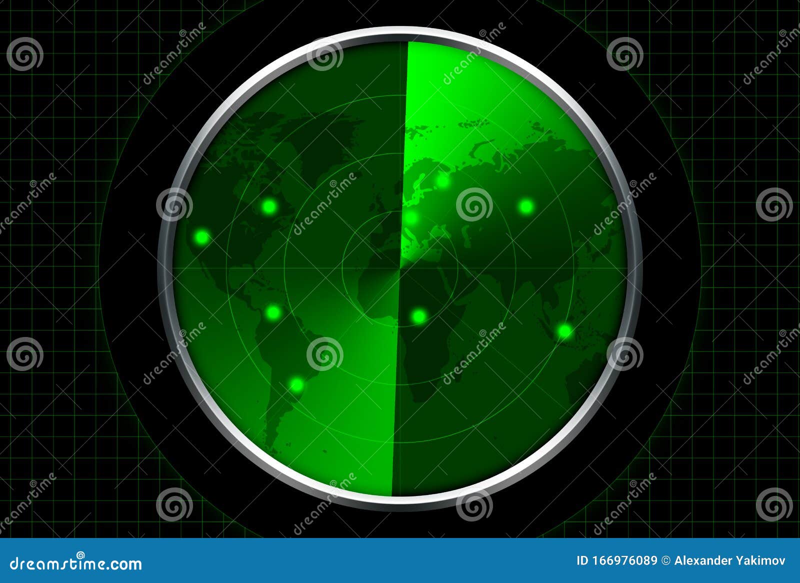Radar with a Green Display. Targets are Listed on the Radar Map Stock ...