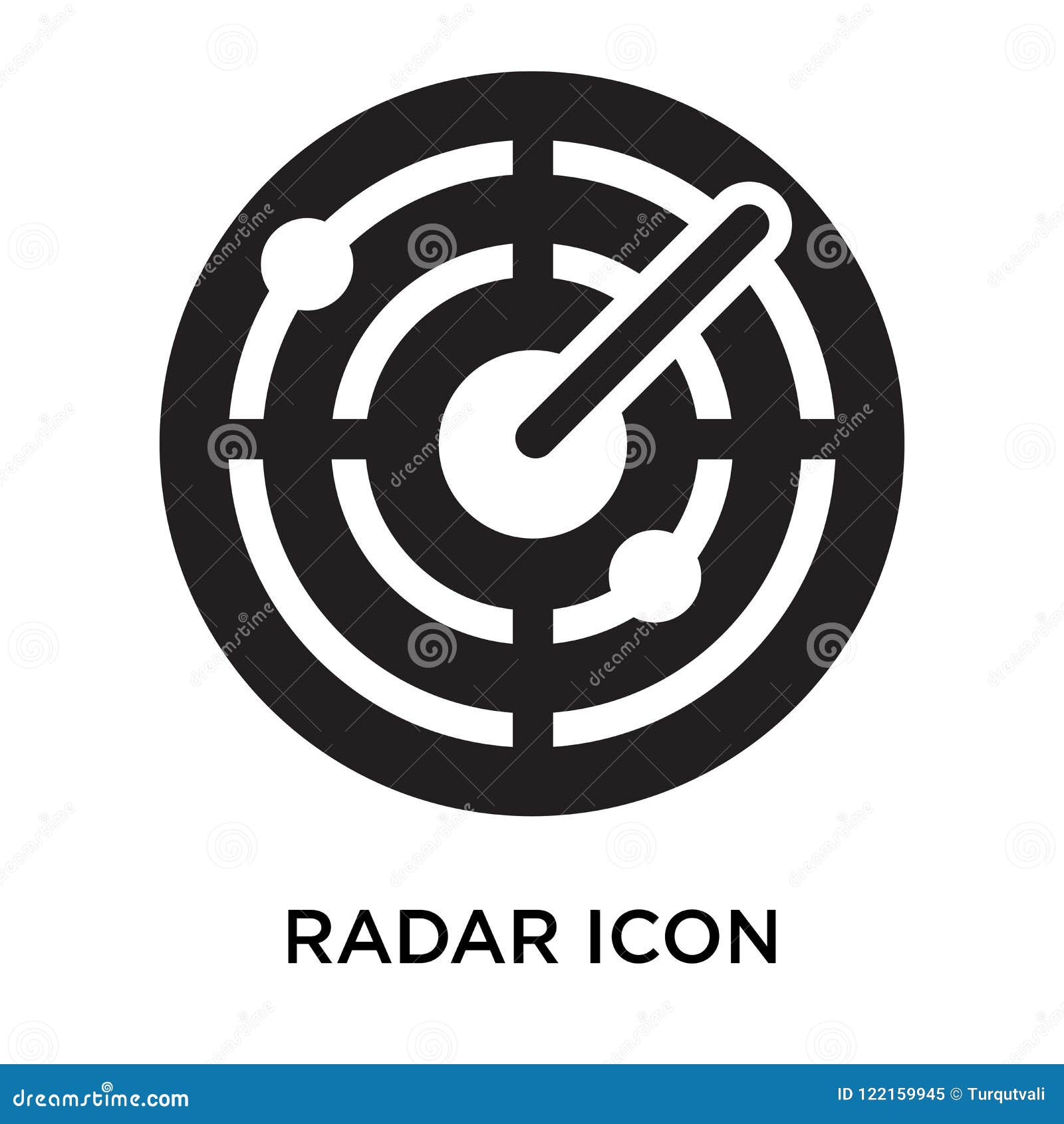 Radar Icon Vector Sign and Symbol Isolated on White Background, Stock ...