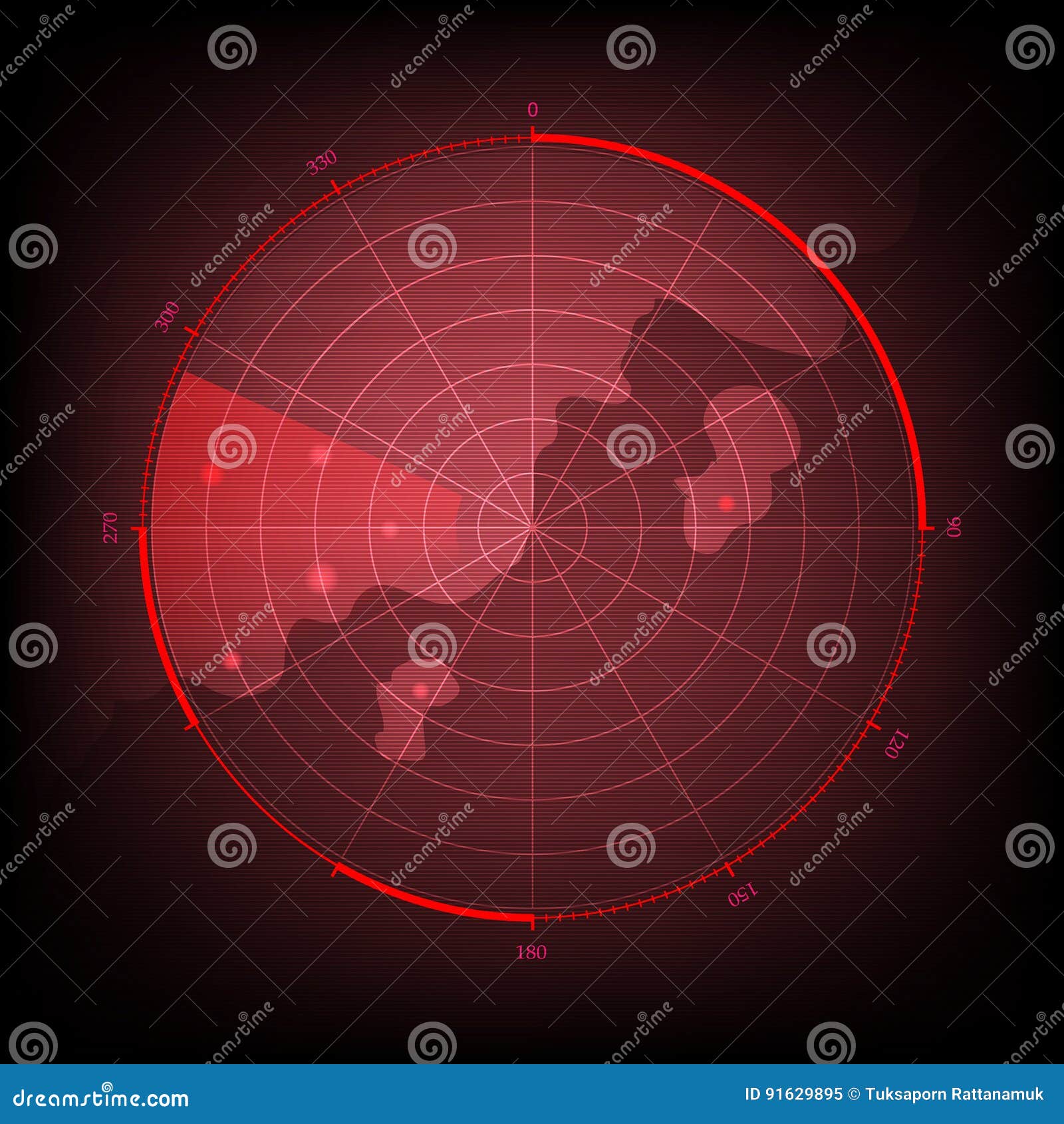 Radar interface future stock vector. Illustration of green - 91629895