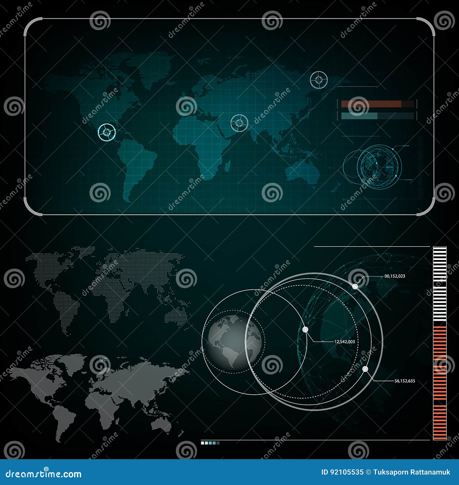 Radar interface future stock vector. Illustration of system - 92105535