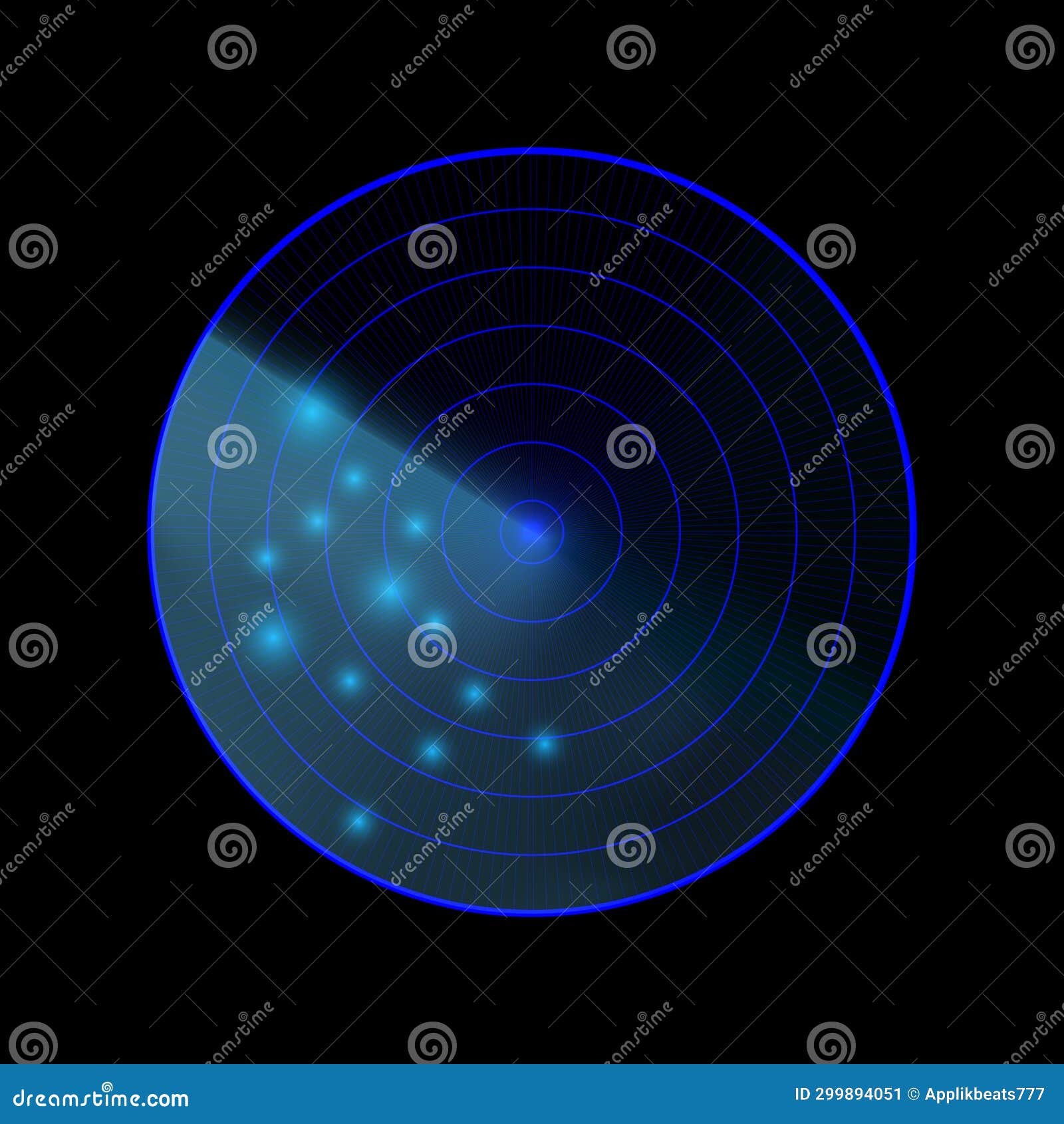 Radar Isolated on Dark Background. Military Search System. HUD Radar ...