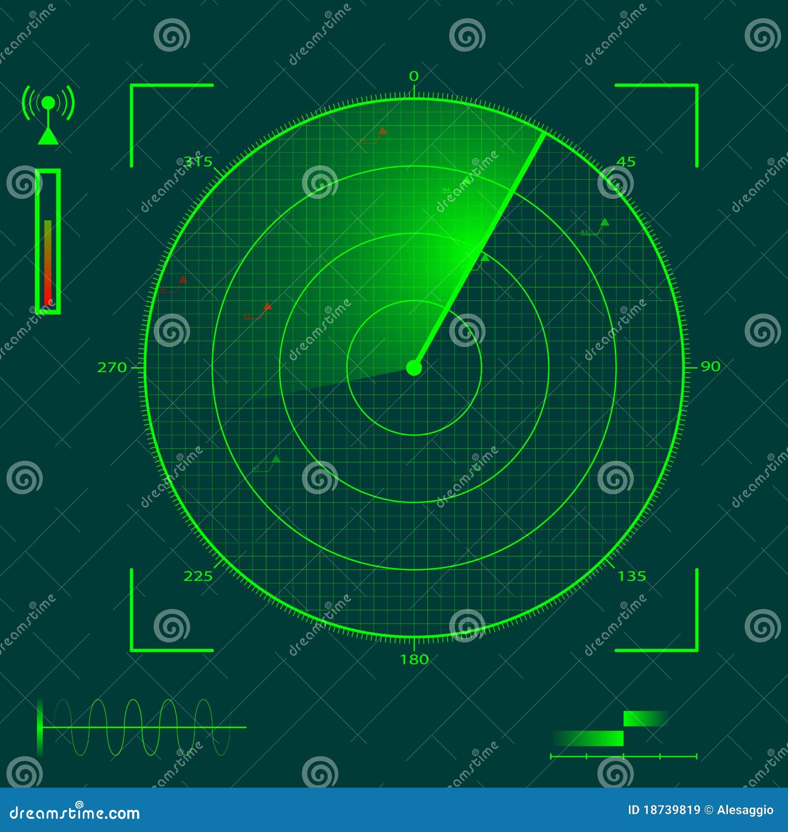 3d Hud Radar Scanning The Space . Military Searching System Blip ...