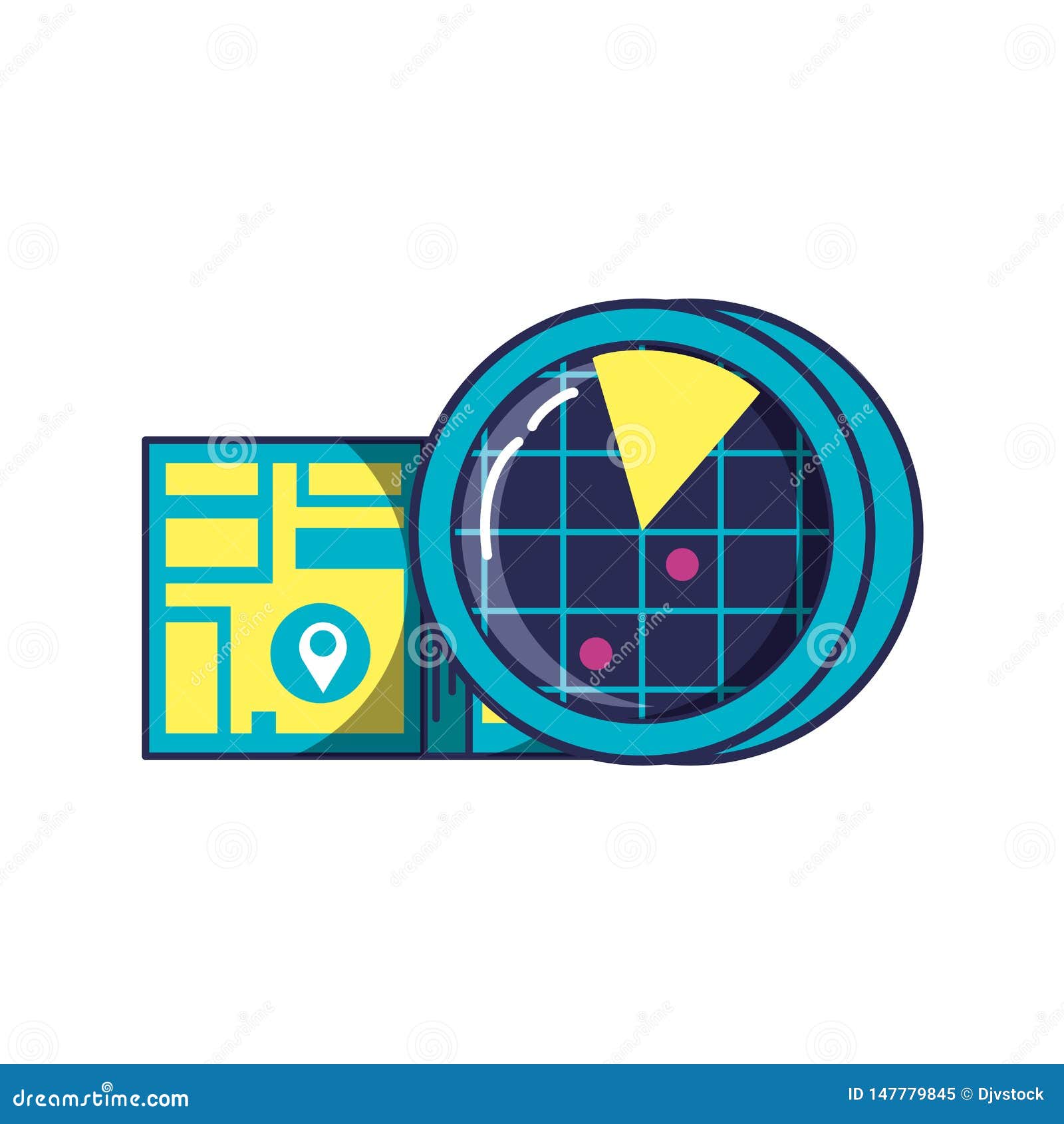 Radar Location With American Continent Map Royalty-Free Cartoon ...