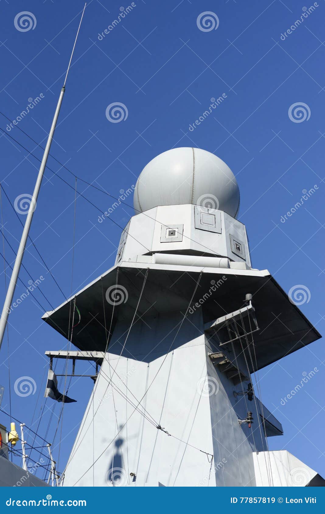 Radar on Military Ship Against Blue Sky Stock Image - Image of blue ...