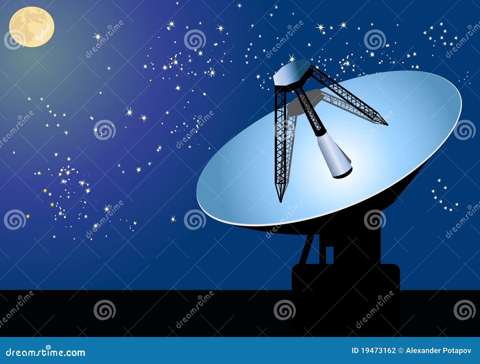 Radar at moonlit night stock vector. Illustration of equipment - 19473162