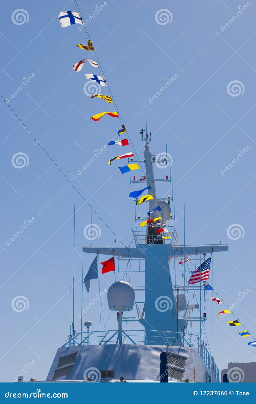 Radar and Navigation Antenas on a Cruise Ship Stock Photo - Image of ...