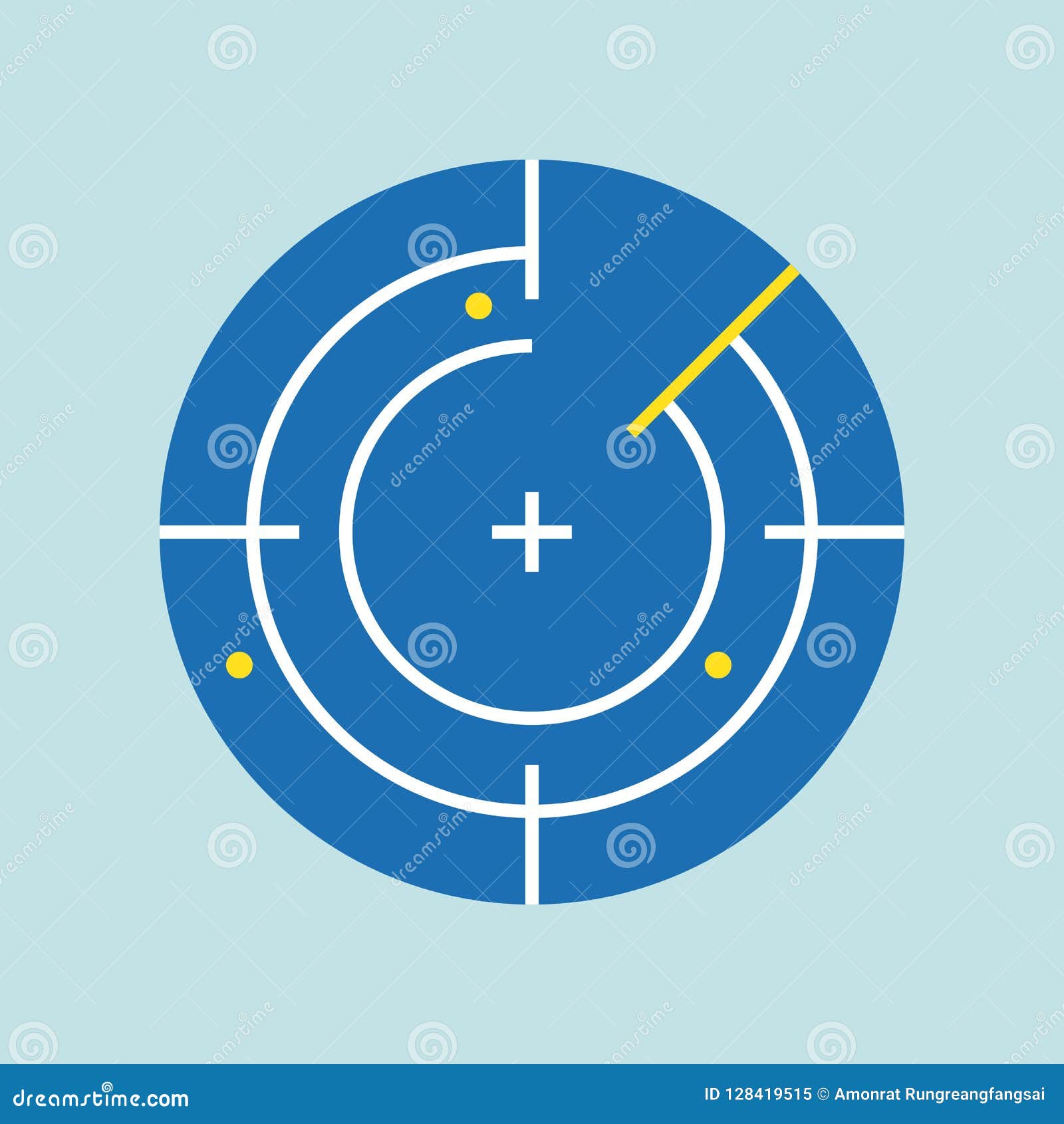 Radar Navigation Icon, Flat Design Vector Illustration Stock Vector ...