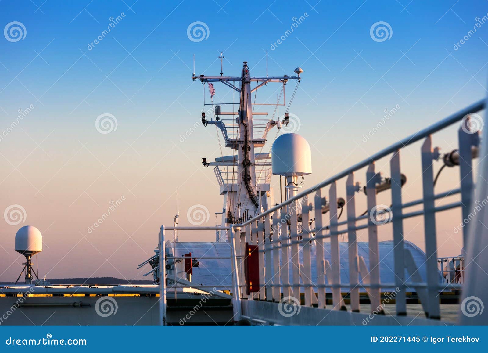 Radar and Other Communications on Ship Stock Image - Image of board ...