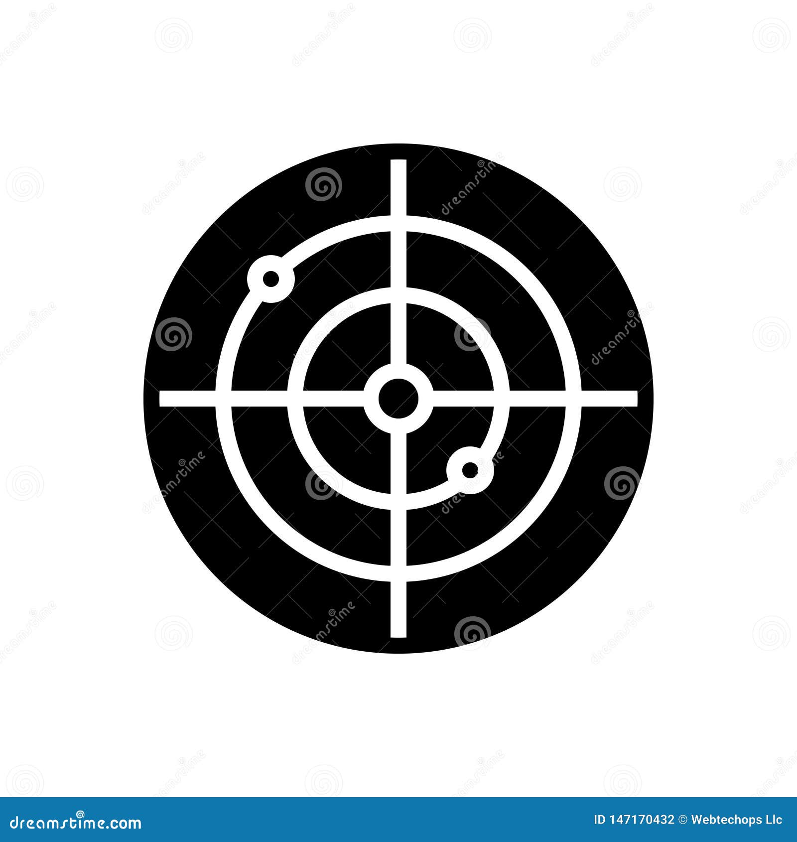 Black Solid Icon for Radar, Sonar and Target Stock Vector ...