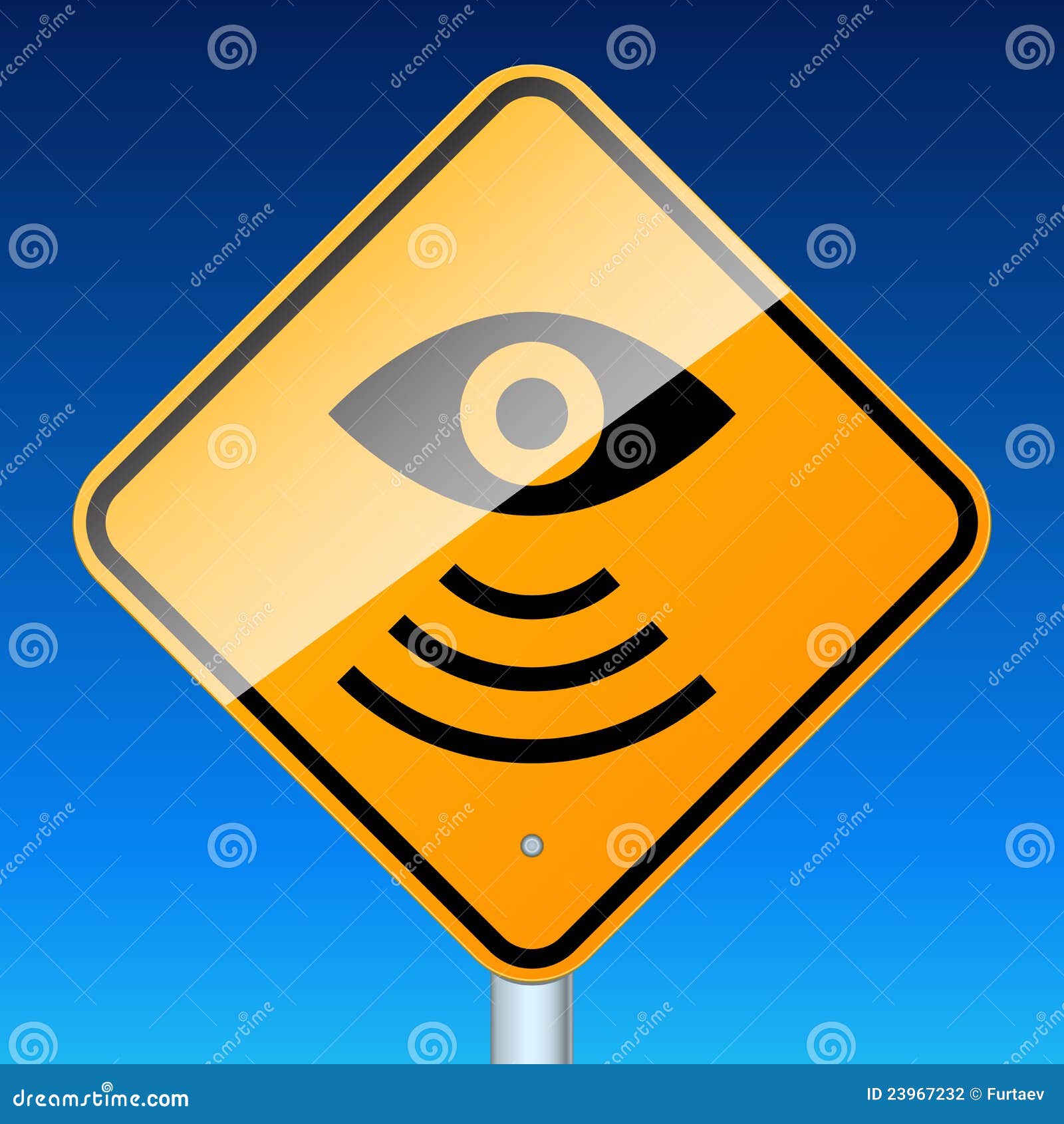Radar road sign on blue stock vector. Illustration of sign - 23967232