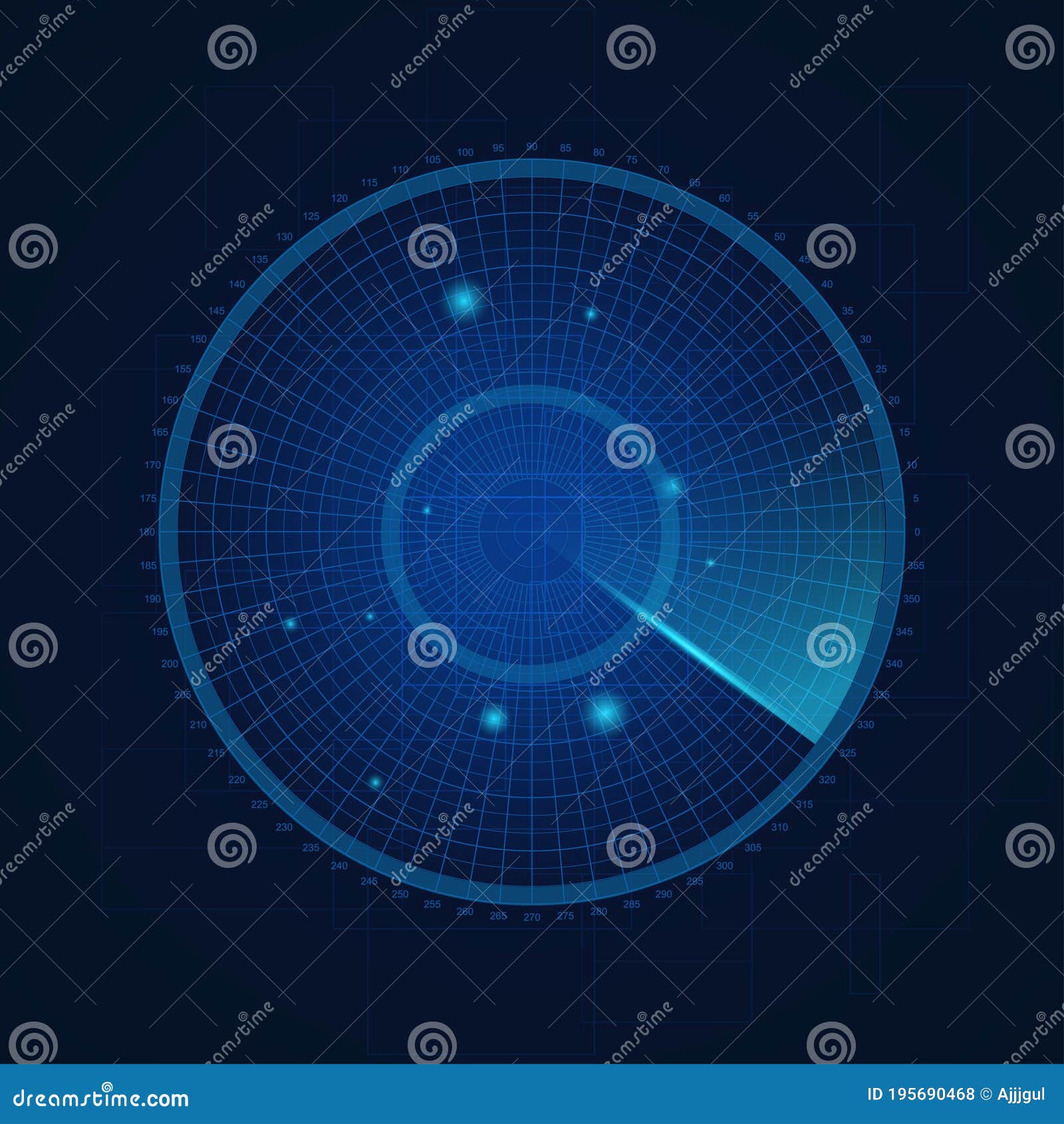 Radar screen stock vector. Illustration of radar, blip - 195690468