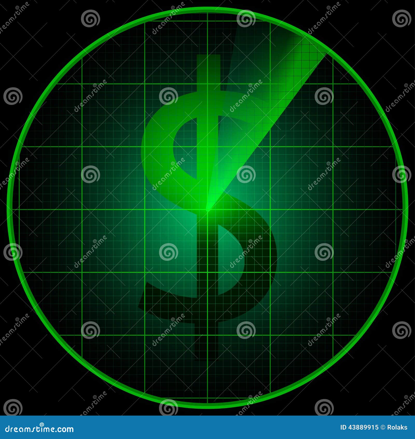 Radar Screen with Dollar Symbol Stock Vector - Illustration of ...