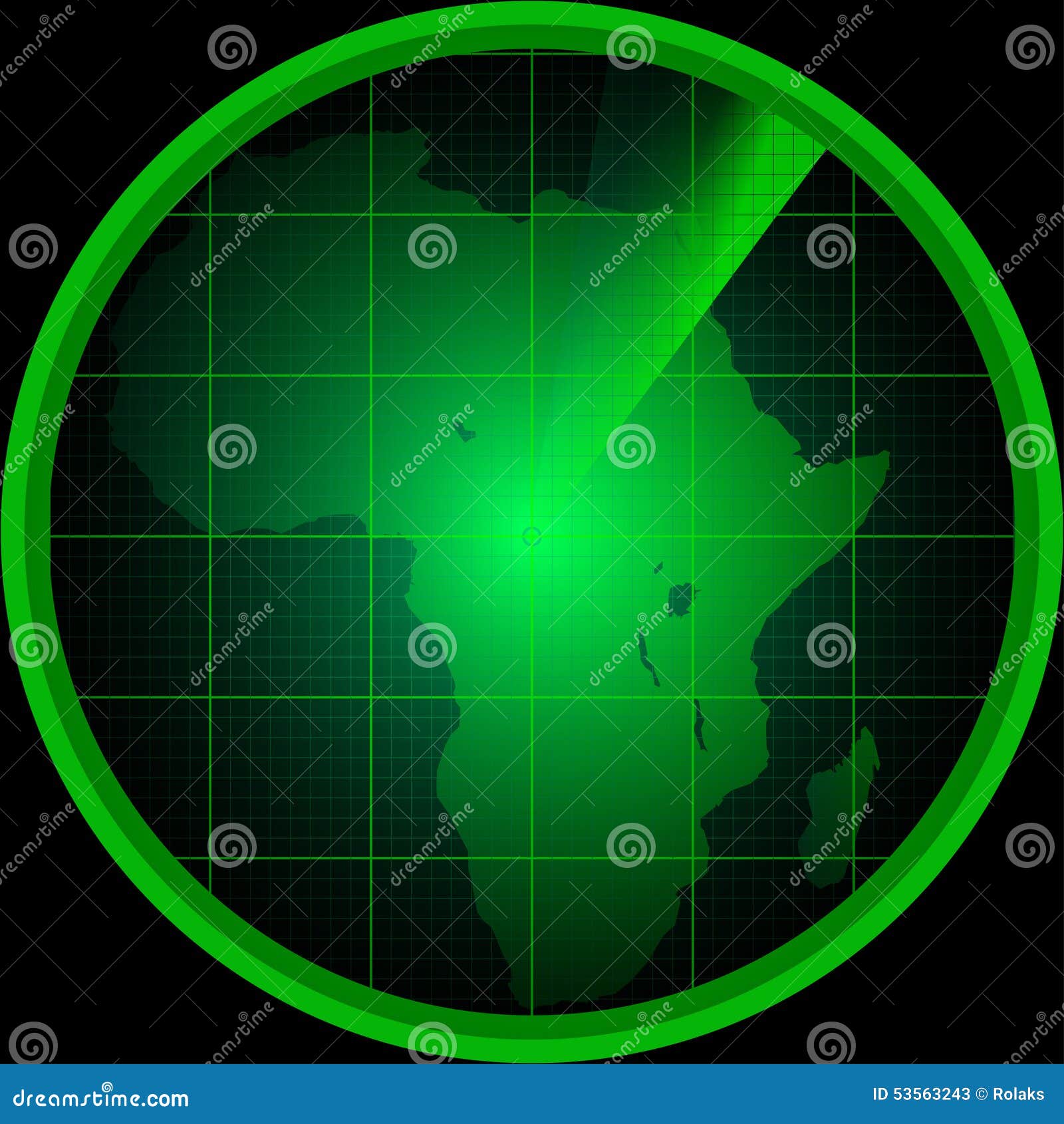 Radar Screen with a Silhouette of Africa Stock Vector - Illustration of ...