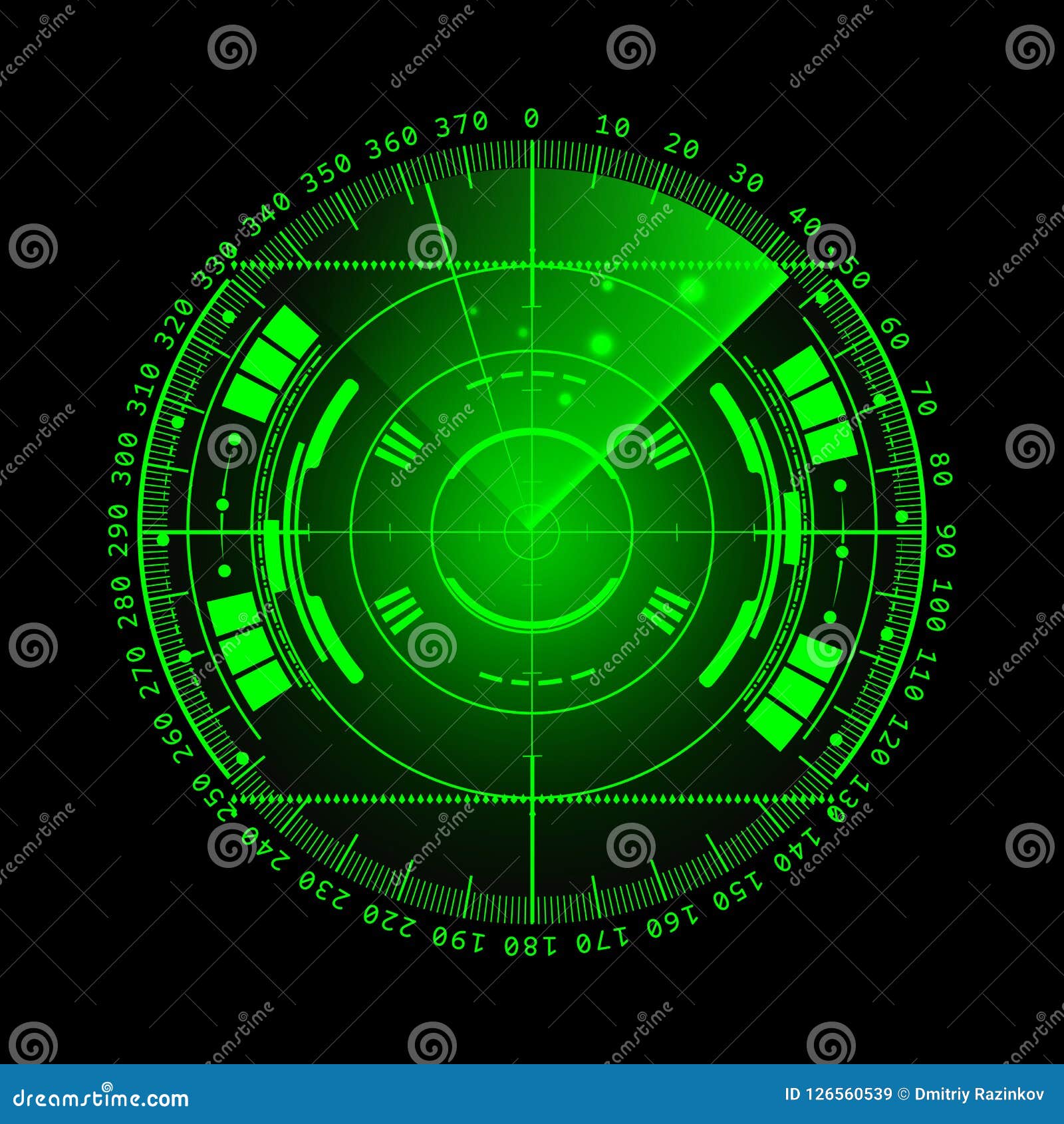 Radar Screen. Vector Illustration for Your Design. Technology ...