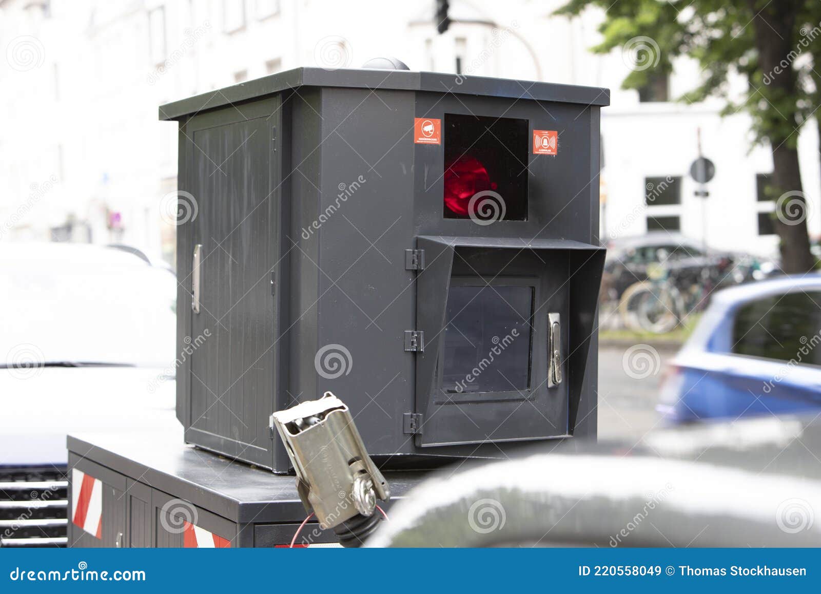 Radar Speed Trap with Car in Motion, Outdoors Stock Image - Image of ...