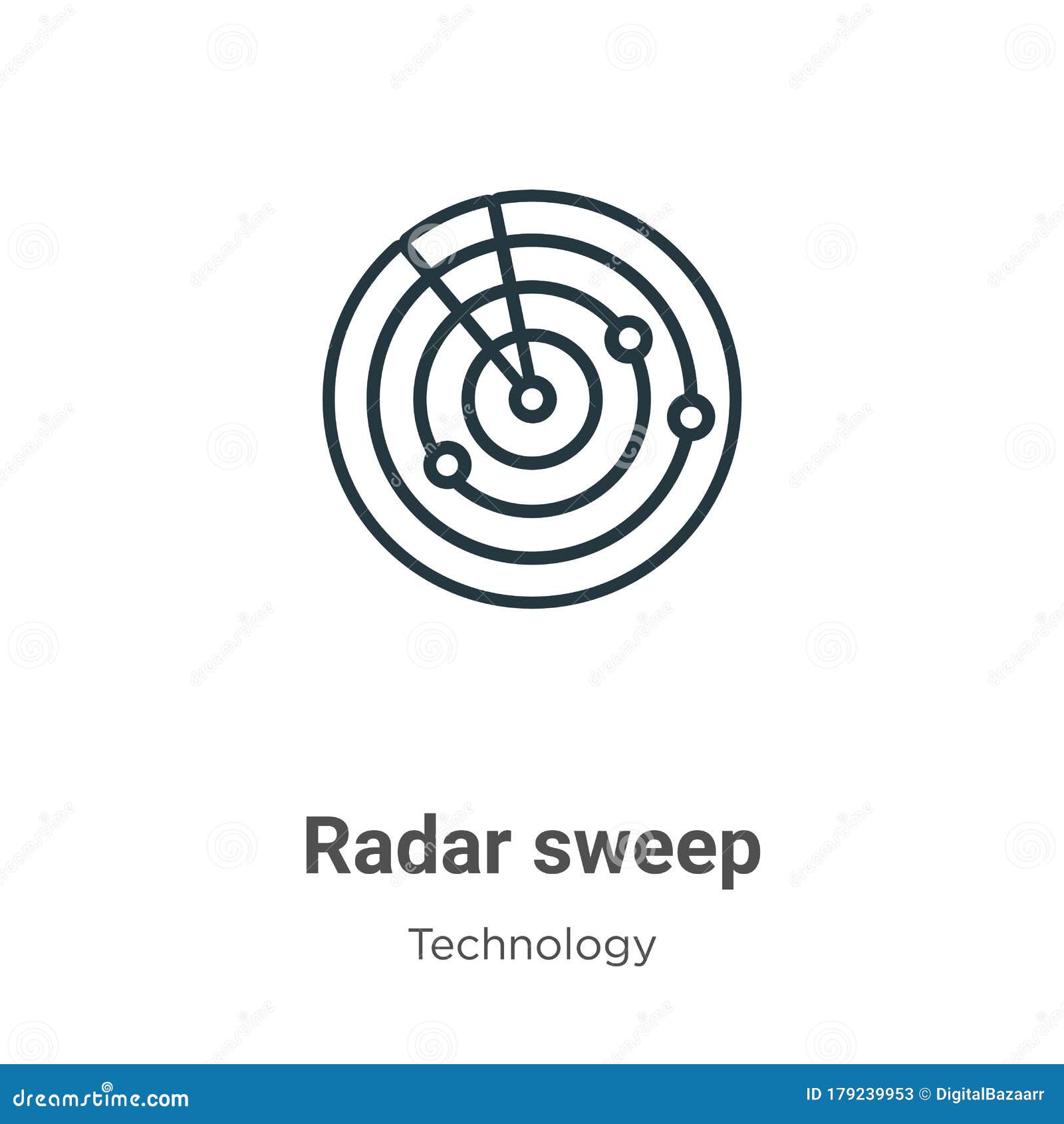 Radar Sweep Outline Vector Icon. Thin Line Black Radar Sweep Icon, Flat ...