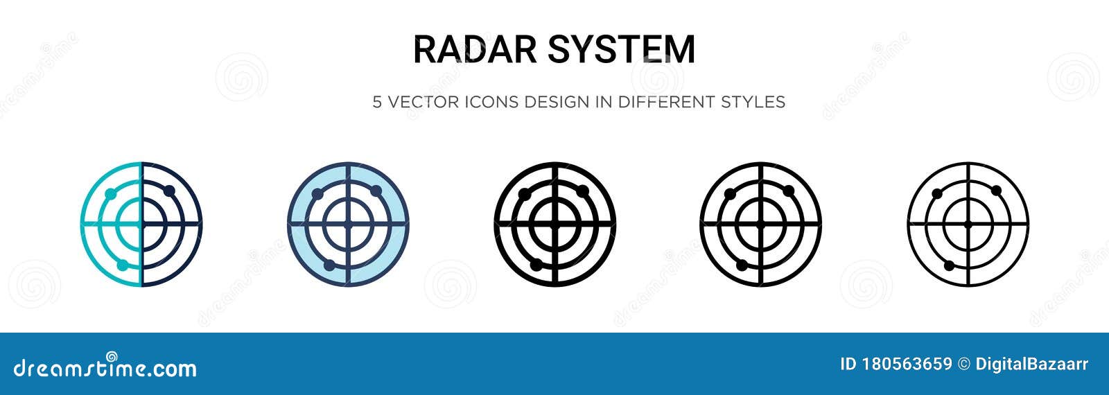 Radar System Icon in Filled, Thin Line, Outline and Stroke Style ...