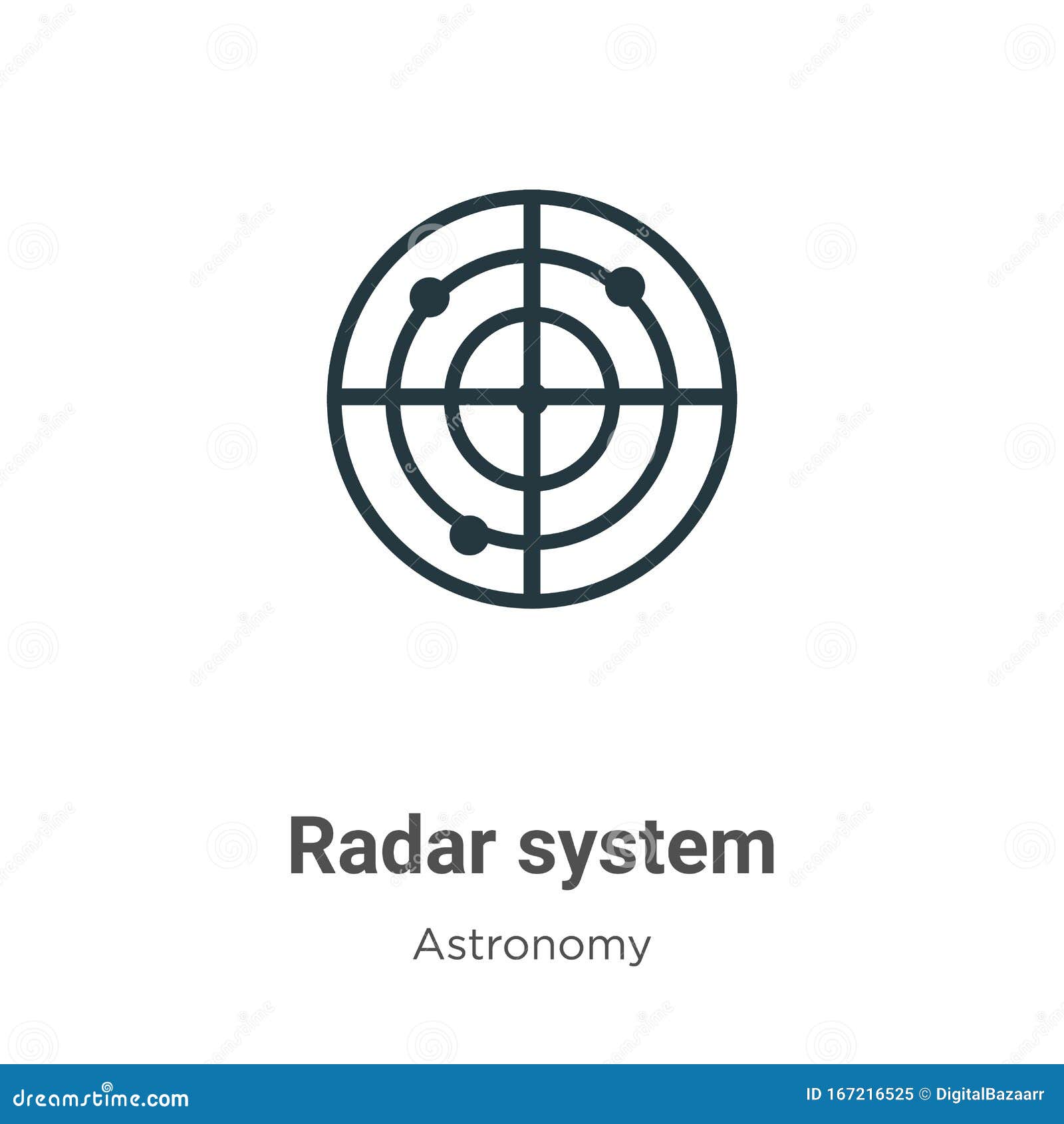Radar System Outline Vector Icon. Thin Line Black Radar System Icon ...