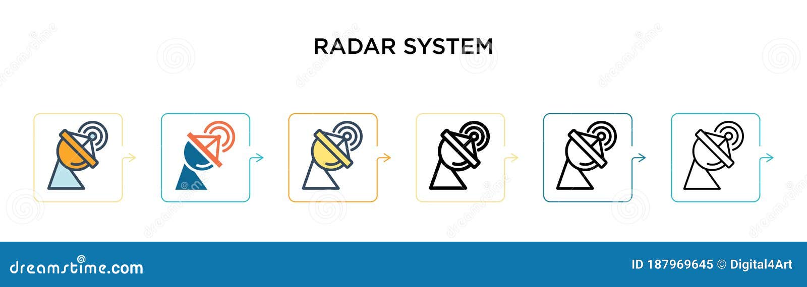 Radar System Vector Icon in 6 Different Modern Styles. Black, Two ...